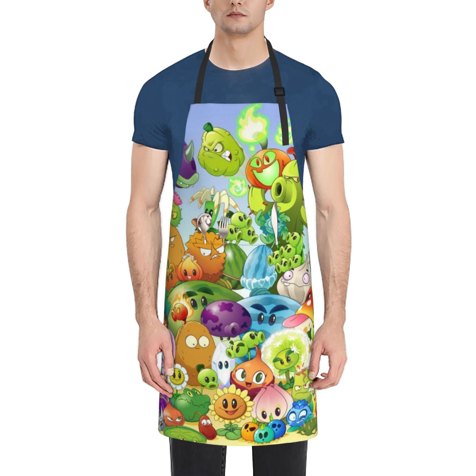 Plants Vs Zombies Waterproof Cooking Aprons, Adjustable Bib Soft Chef ...