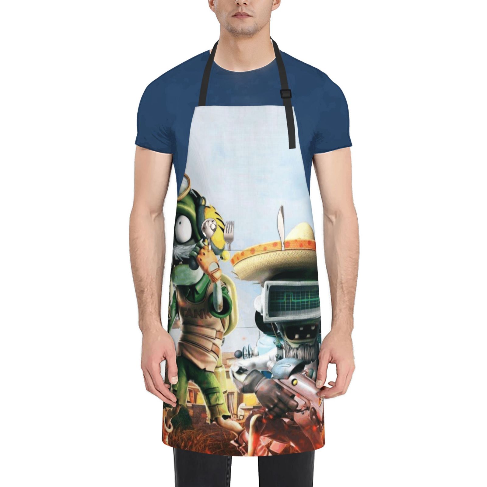 Plants Vs Zombies Waterproof Cooking Aprons, Adjustable Bib Soft Chef ...
