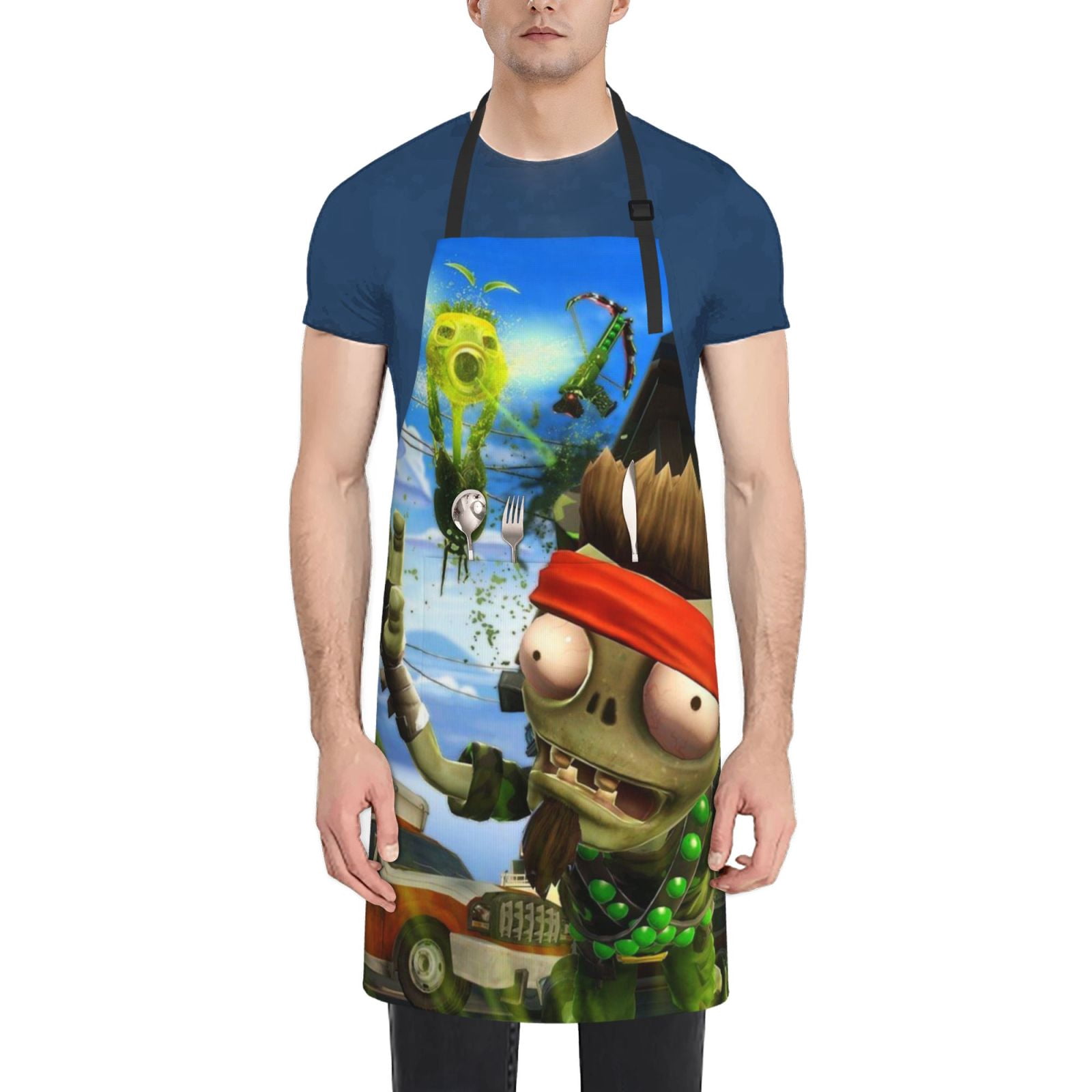 Plants Vs Zombies Waterproof Cooking Aprons, Adjustable Bib Soft Chef ...