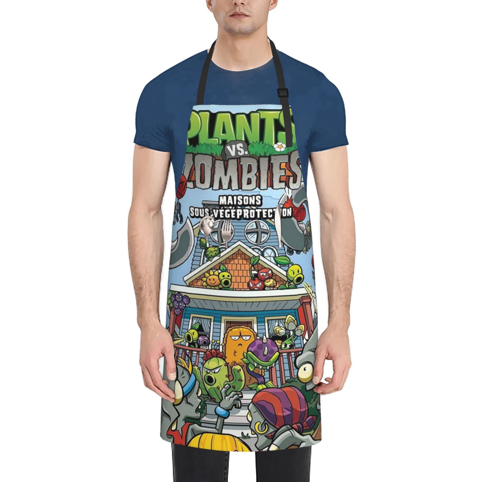 Plants Vs Zombies Waterproof Cooking Aprons, Adjustable Bib Soft Chef ...