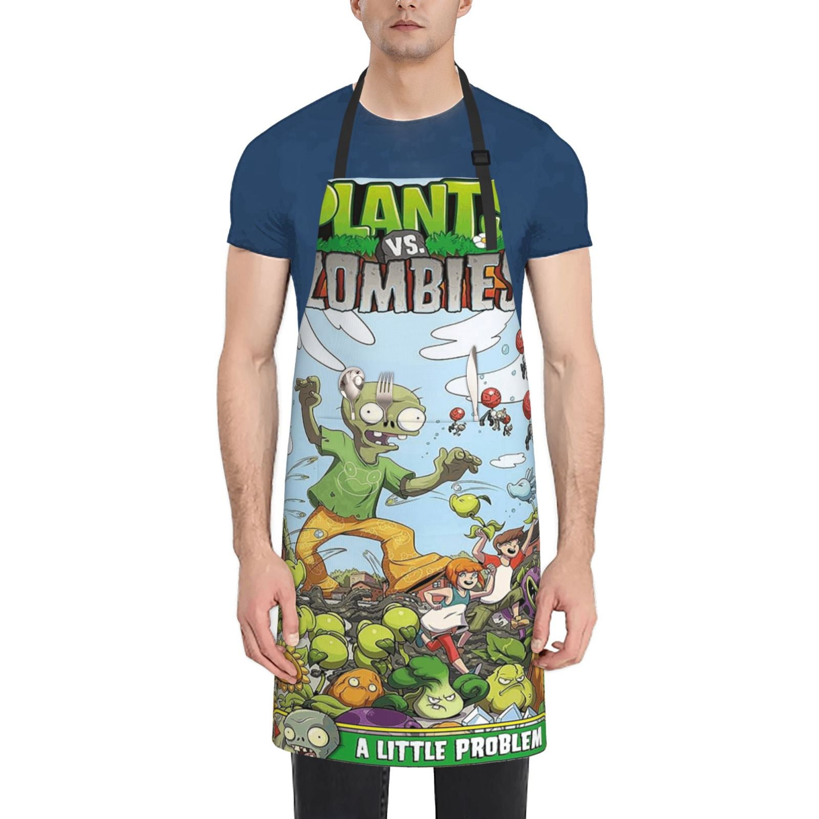 Plants Vs Zombies Waterproof Cooking Aprons, Adjustable Bib Soft Chef ...