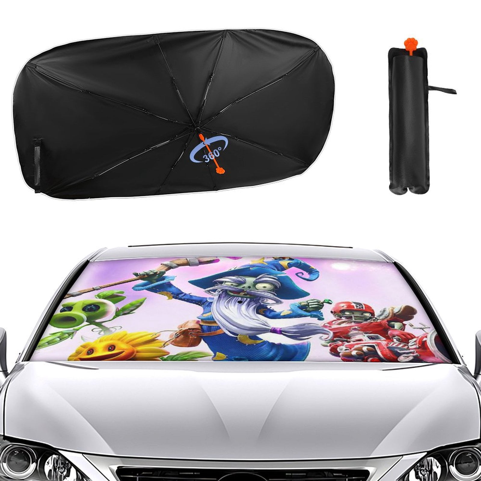 Plants Vs Zombies Windshield Sun Shade Umbrella - Foldable Car Window ...