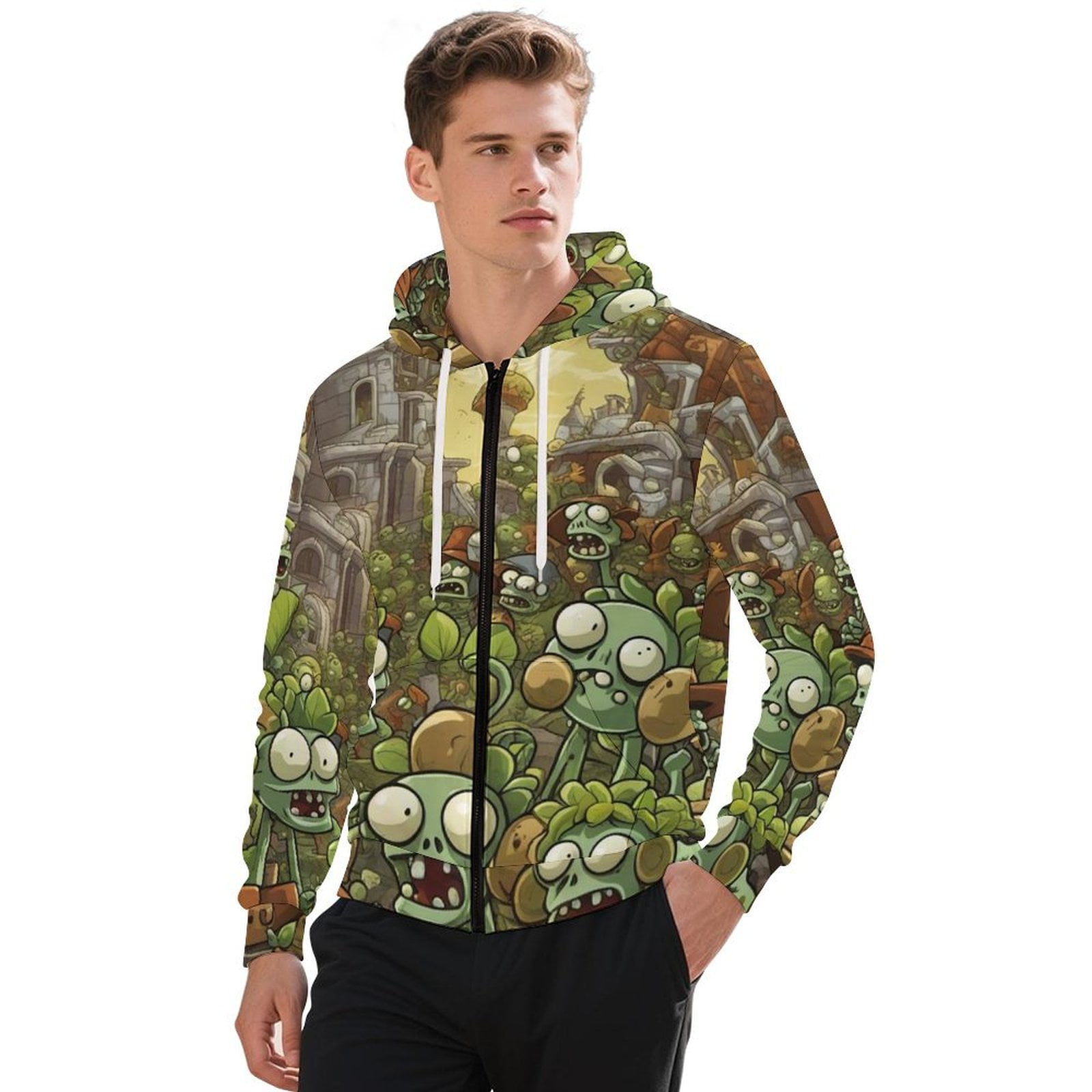 Plants Vs Zombies Zip Up Hoodie Pullover Hooded Long Sleeve Sweatshirts ...