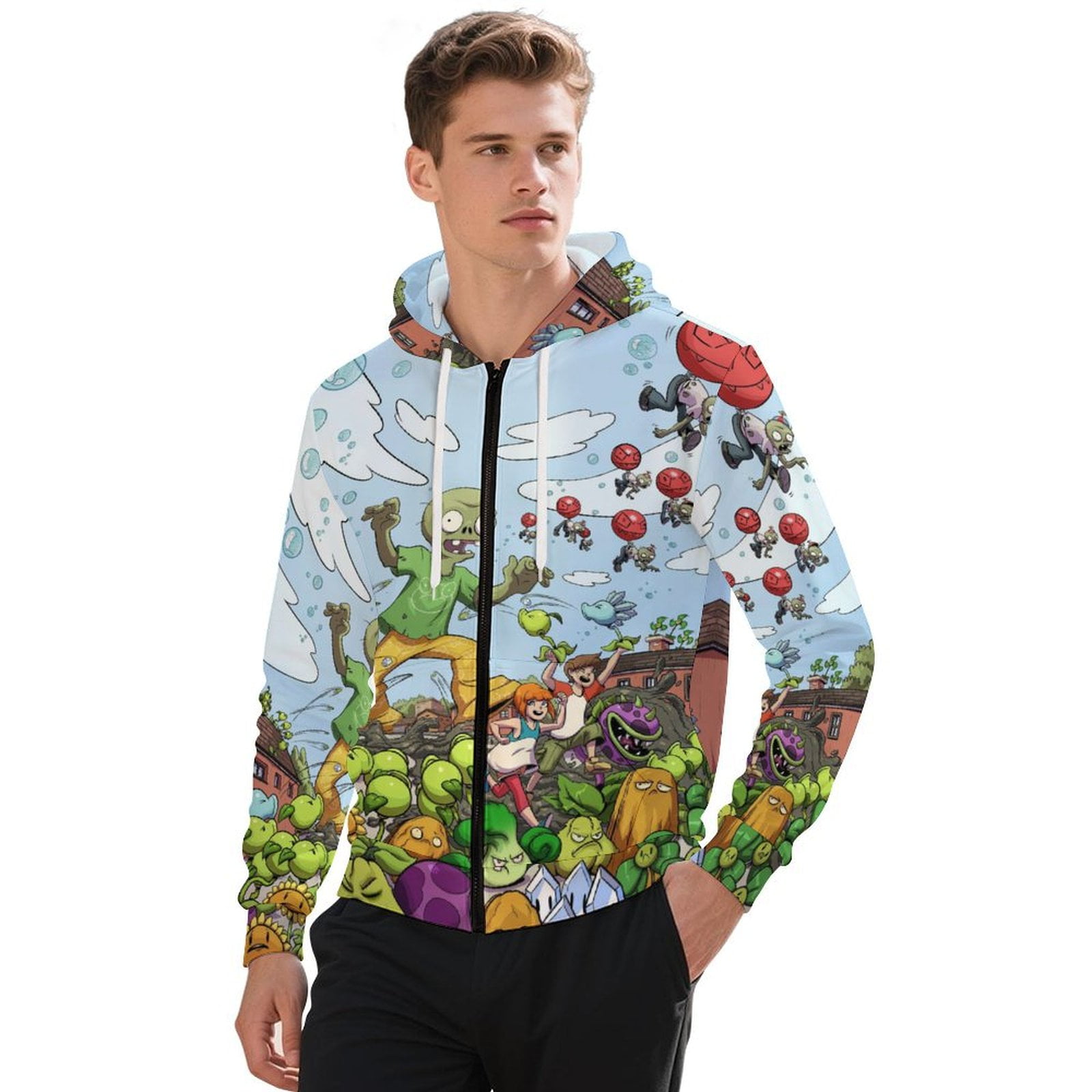 Plants Vs Zombies Zip Up Hoodie Pullover Hooded Long Sleeve Sweatshirts ...