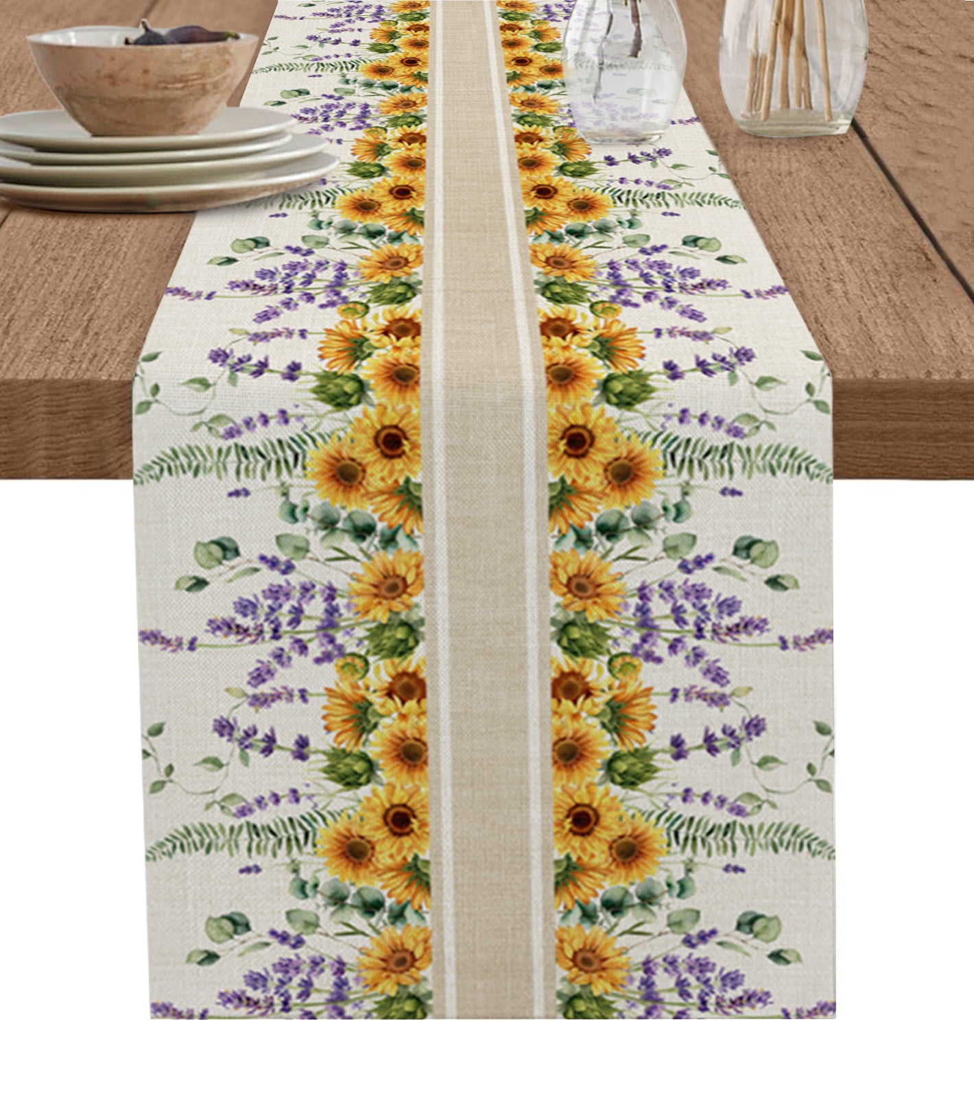 Plants Wildflowers Sunflowers Lavender Table Runner ration Home r ...