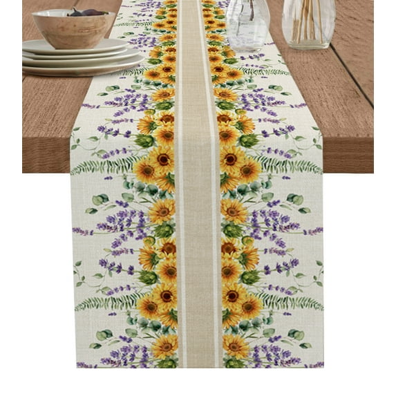 Plants Wildflowers Sunflowers Lavender Table Runner ration Home r ...