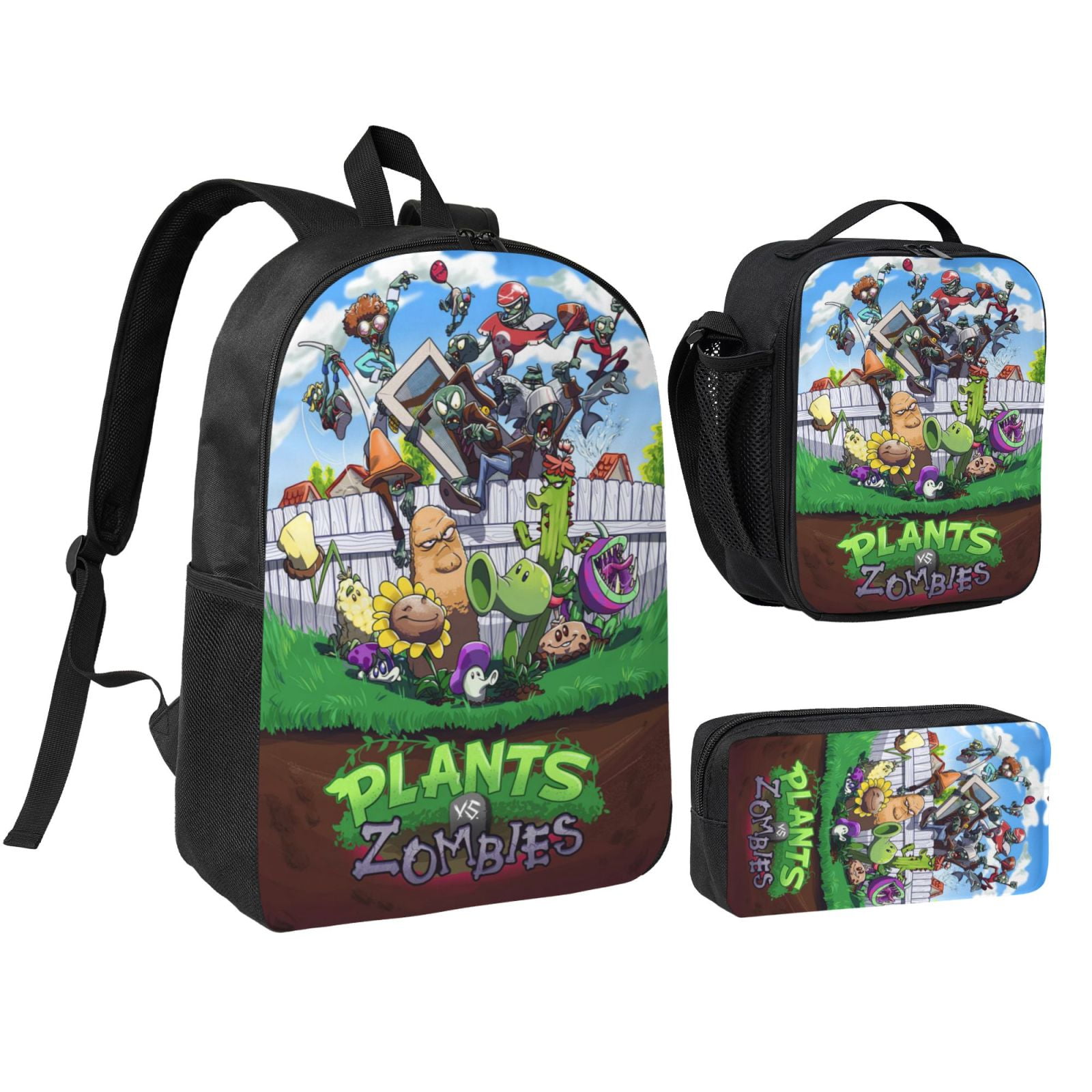 Plants vs. Zombies Backpack Set 3Pc, Backpack with Lunch Bag & Pen ...