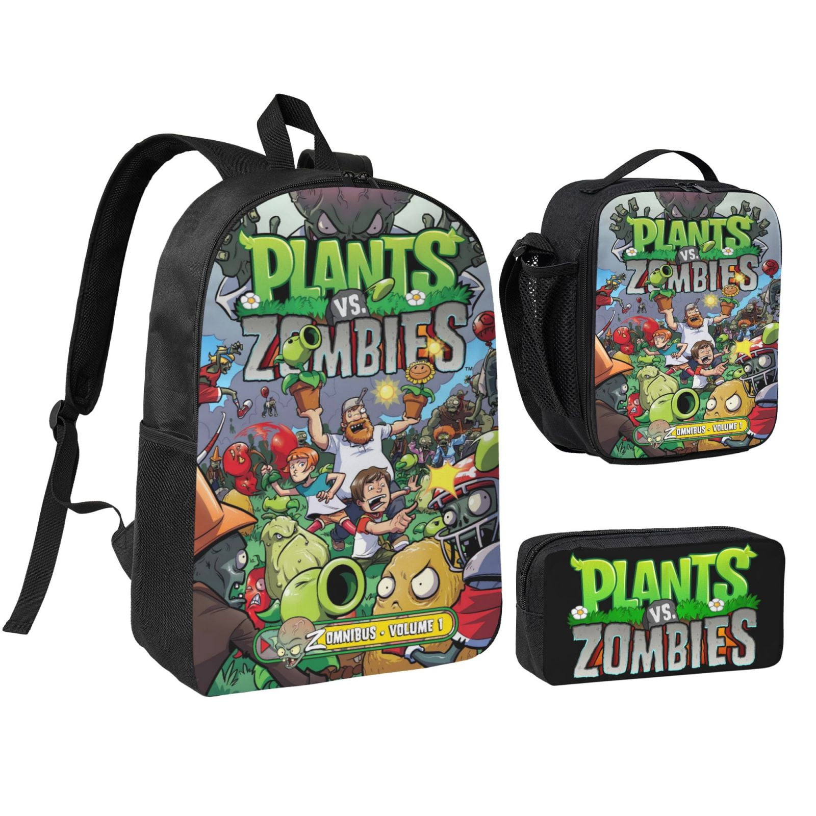 Plants vs. Zombies Backpack Set 3Pc, Backpack with Lunch Bag & Pen ...