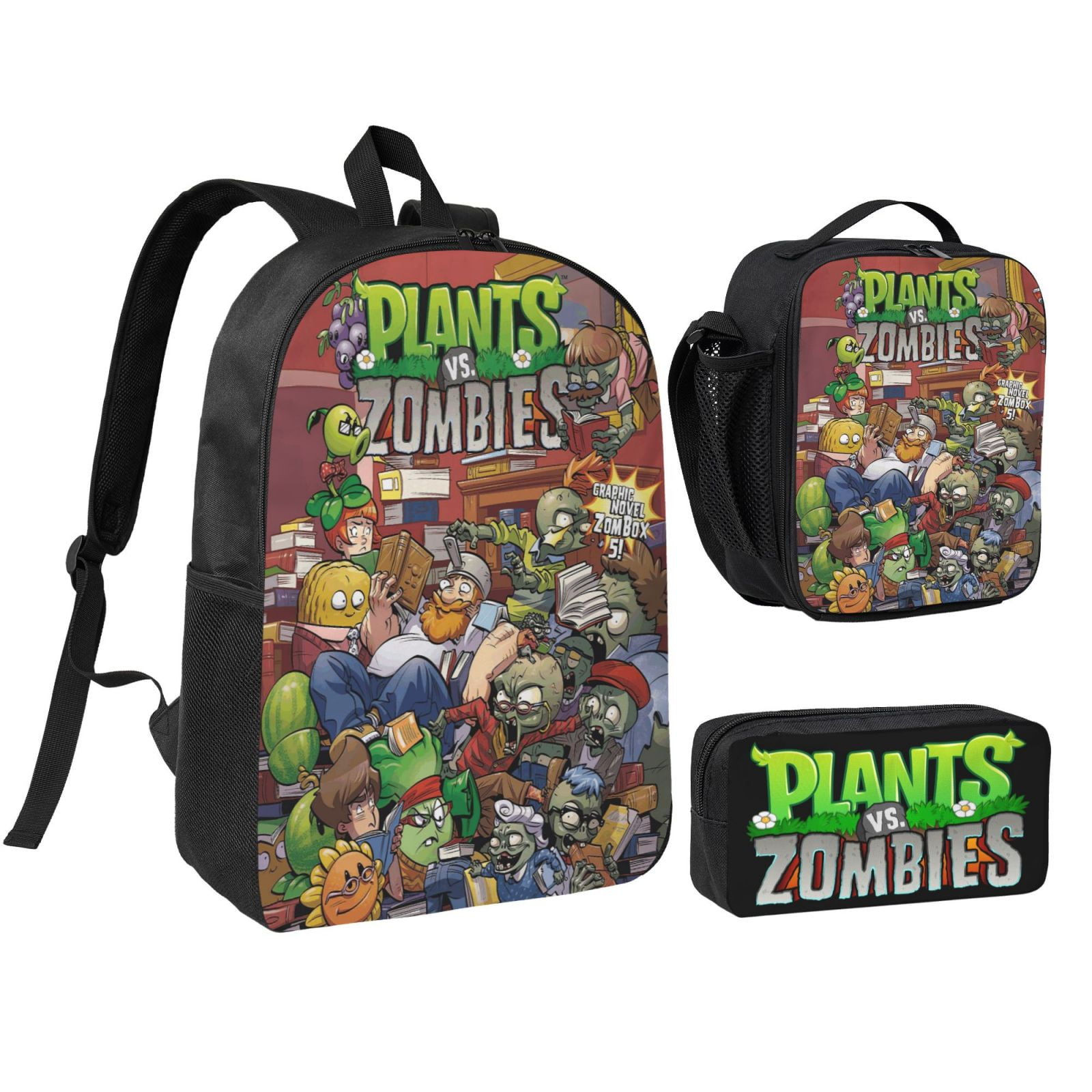 Plants vs. Zombies Backpack Set 3Pc, Backpack with Lunch Bag & Pen ...