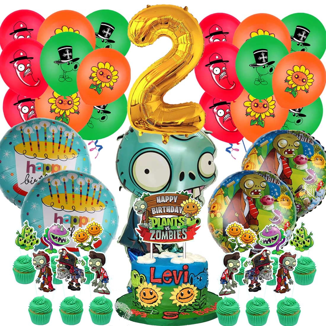 Plants vs Zombies Party Supplies 2nd Decor Kit Balloons Birthday Cake ...