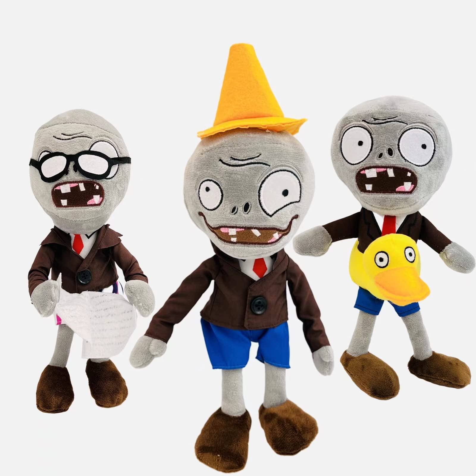 Plants vs Zombies Plush 3-Pack: Soft Figure Dolls, Ducky & Conehead ...