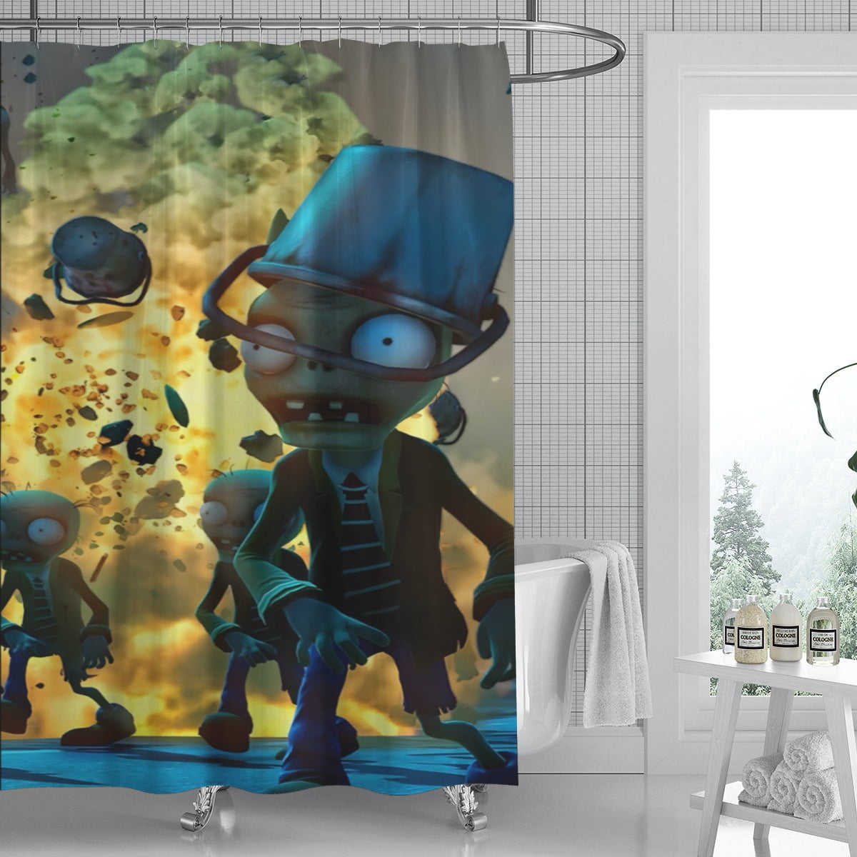 Plants vs Zombies shower curtain features a striking image, is ...