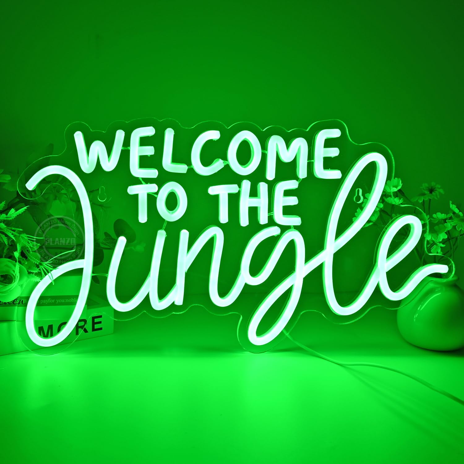 Planzo Welcome to the Jungle Neon Sign Home Wall Decor LED Neon Light ...