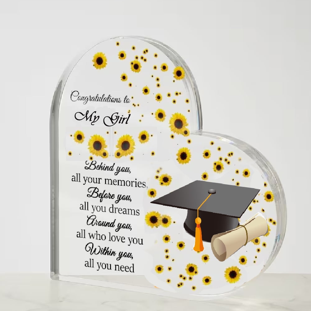 Plaque Graduation Print Heart Acrylic Plaque, Graduation Gift For Her ...