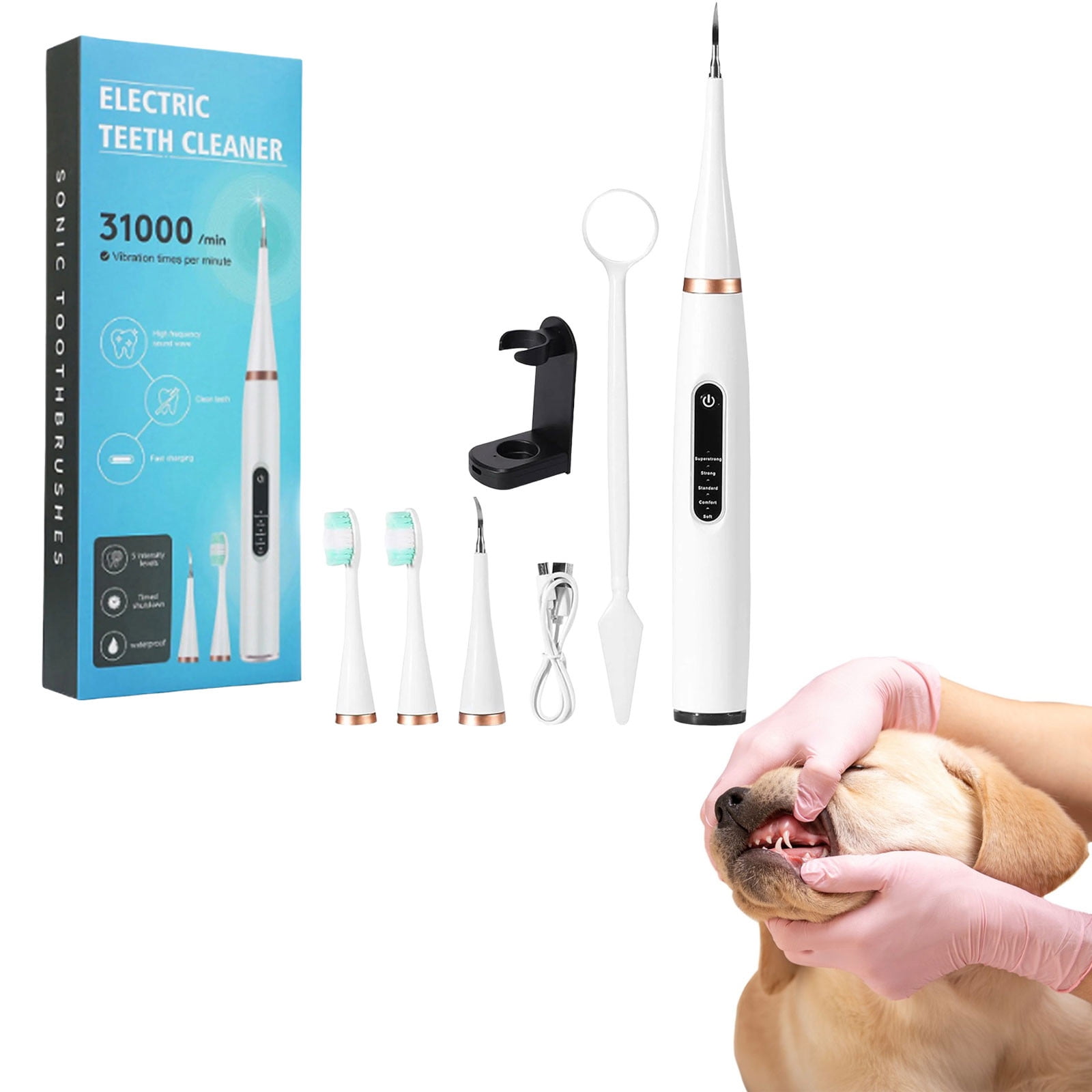 Plaque Remover for Teeth Pet Ultrasonic Cleaner Teeth Cleaning Kit for ...