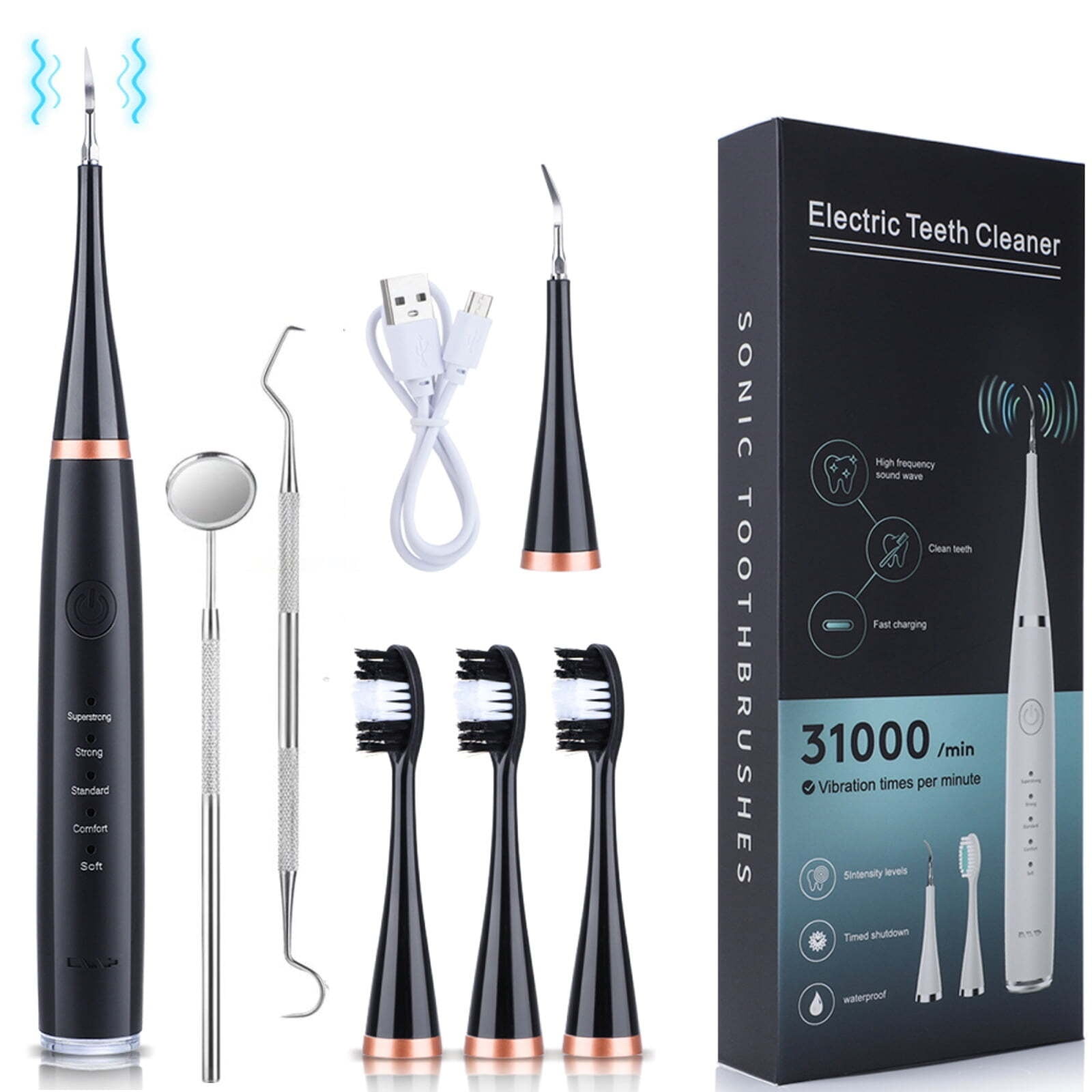 Plaque Ultrasonic Teeth Cleaner, Remover for Teeth With LED Light Tooth ...