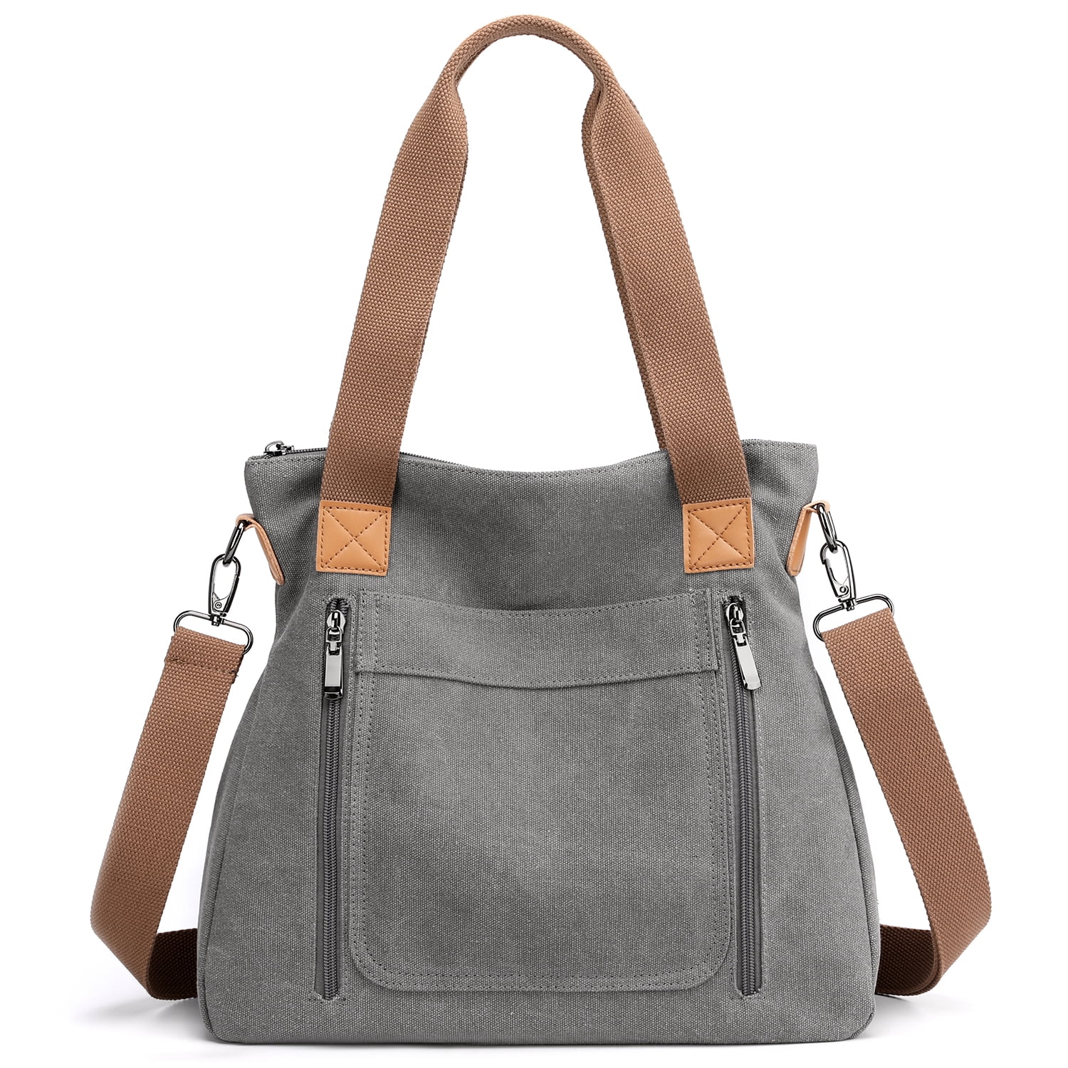 PlasMaller Women's Canvas Tote, Multi-Pocket Crossbody Bag, Durable ...