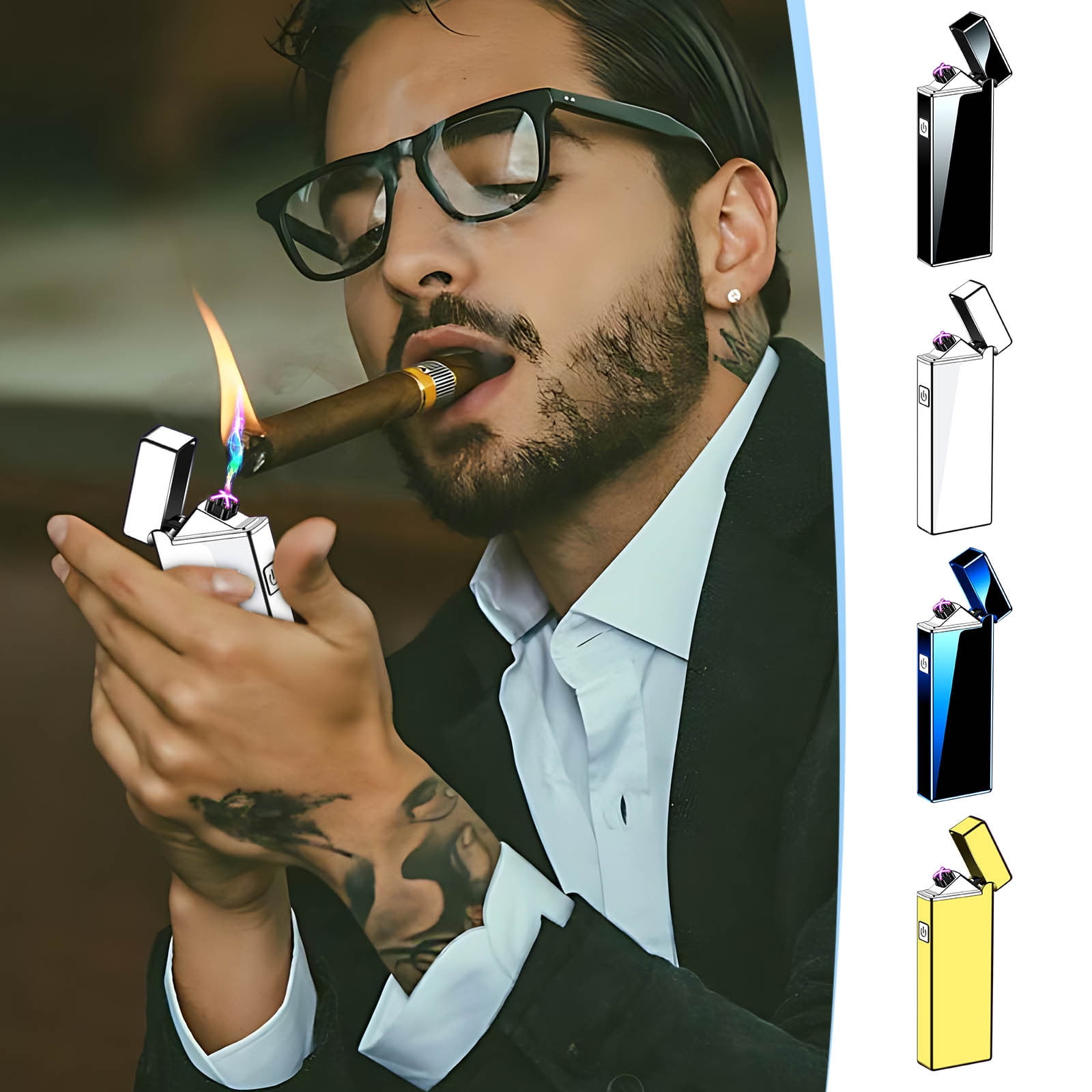 Plasma Arc Lighter, Windproof USB Charger, Stainless Steel Body, High ...