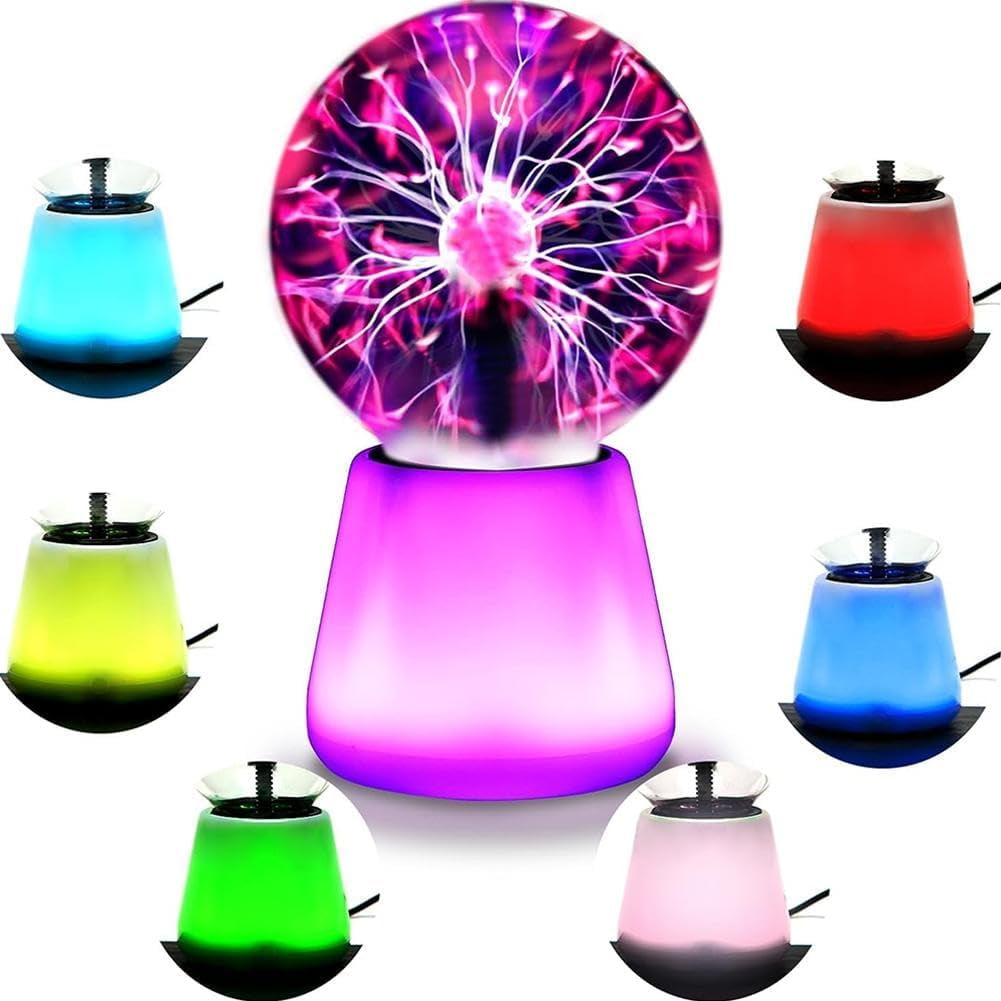 Plasma Ball Lamp, 3.5-Inch Interactive Touch Sensitive Lightning Sphere ...