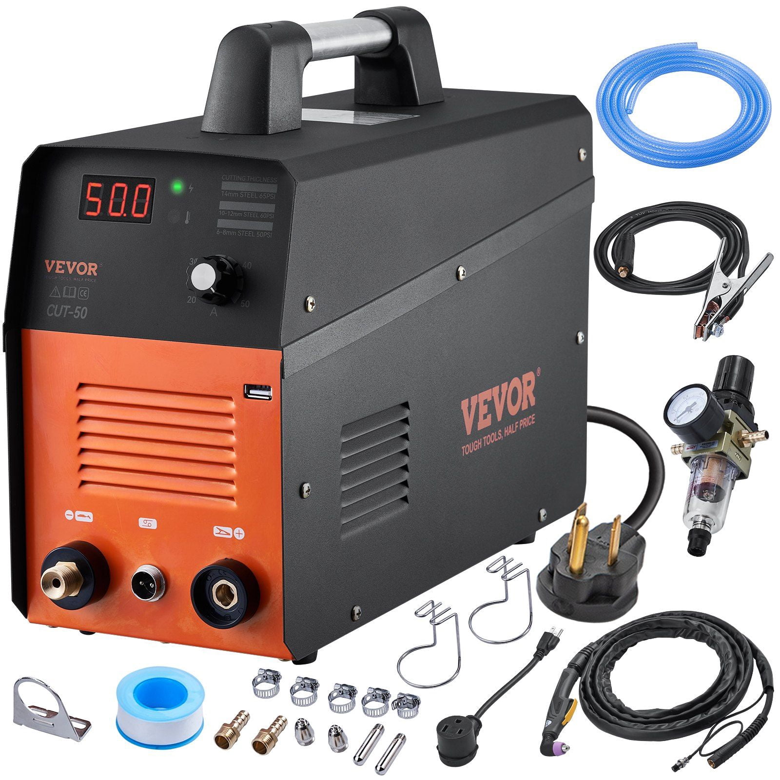 Plasma Cutter, 50Amp, Air Cutting Machine with Plasma Torch, 110V/220V ...