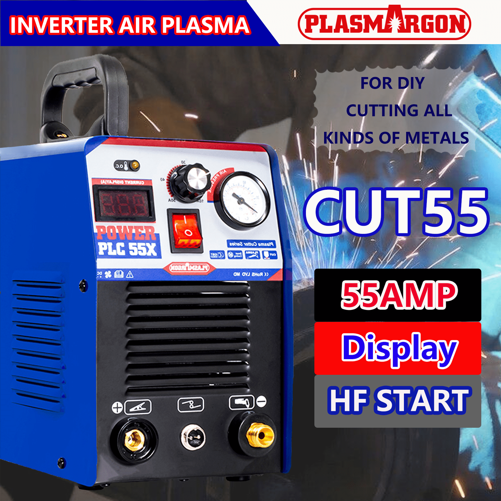 Plasma Cutter CUT55 55Amp 110/220V Inverter DC Air HF Start Cutting Machine 14mm - Walmart.com
