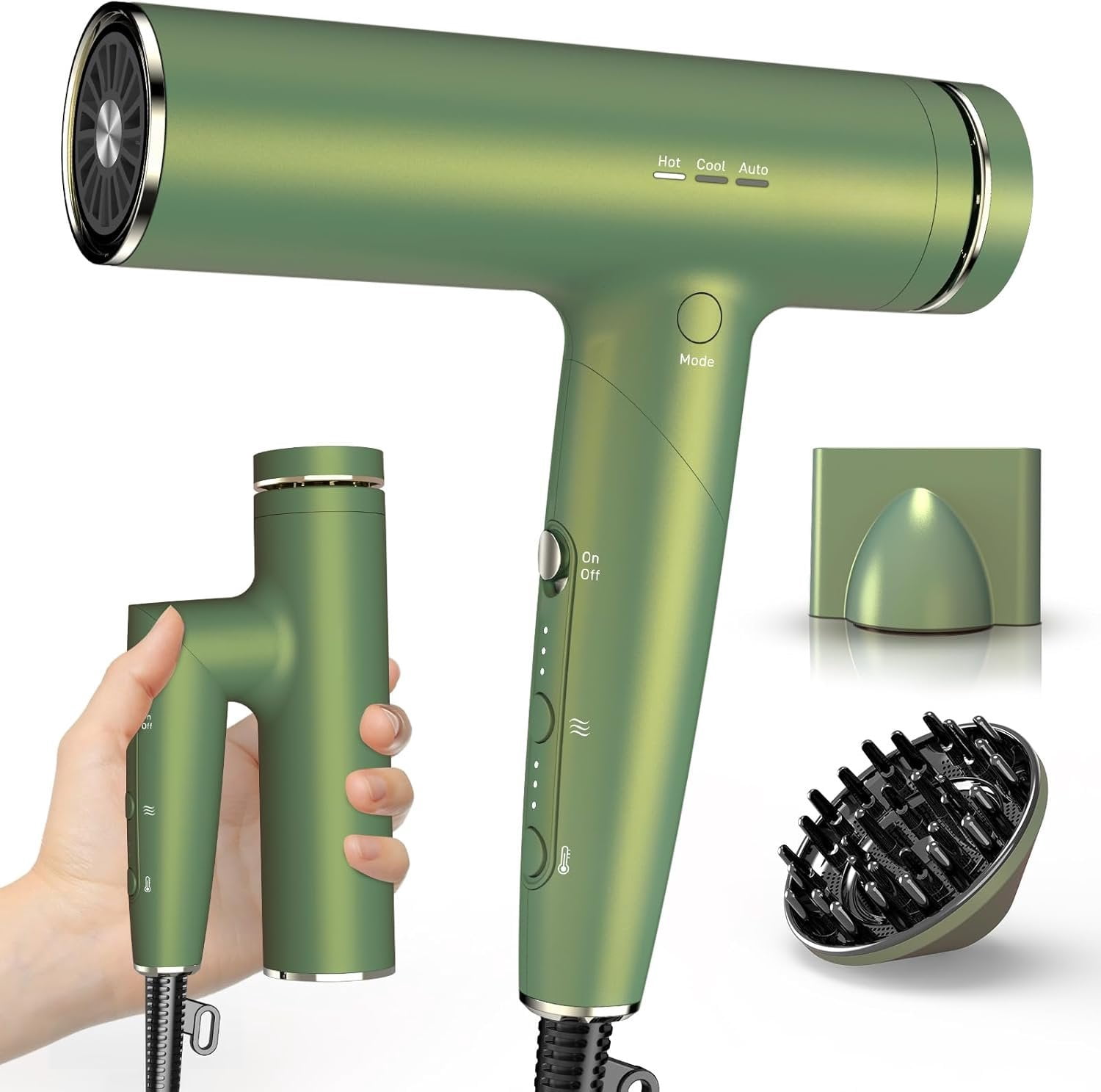 Plasma Hair Dryer with Diffuser, Professional Blow Dryer 130000 RPM ...