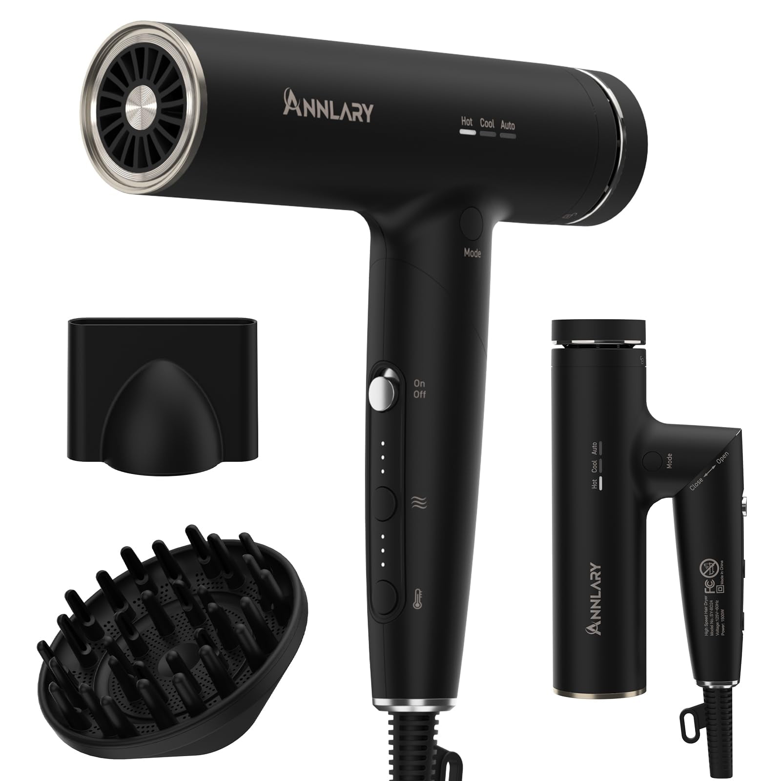 Plasma Ion Hair Dryer with Diffuser for Curly Hair, 110000 RPM ...