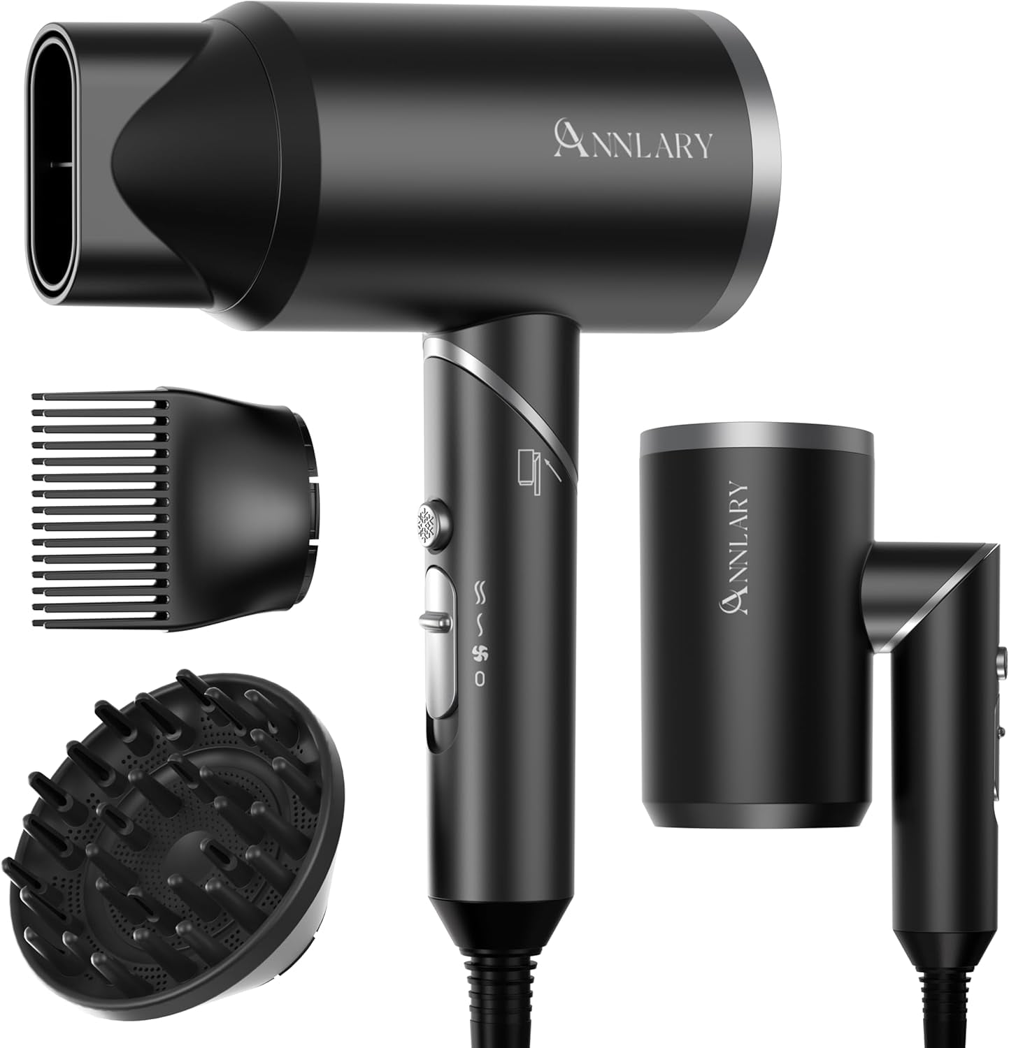 Plasma Ion Hair Dryer with Diffuser for Curly Hair, 1800W Fast Drying ...