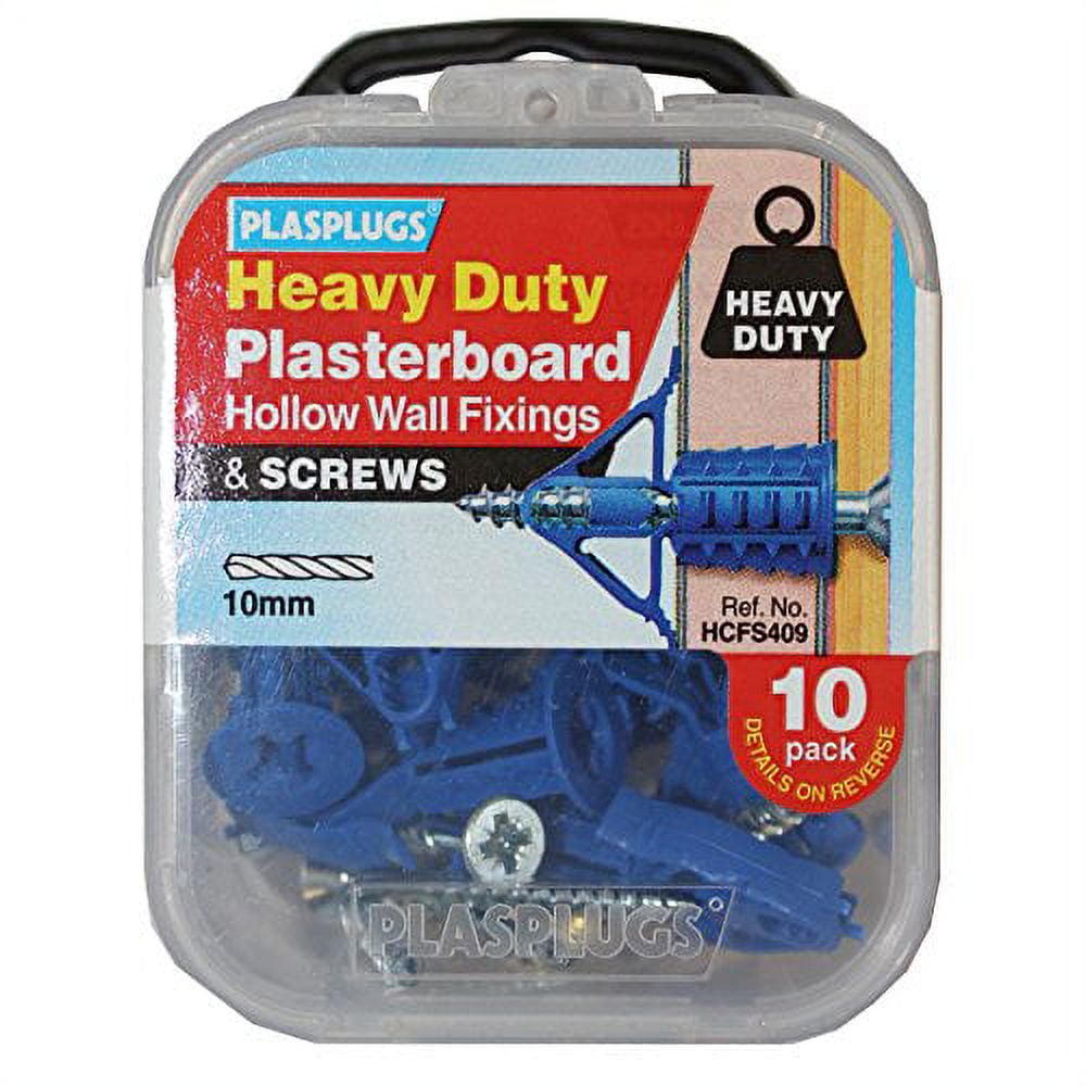 Plasplugs - HWHS010 Heavy-Duty Plasterboard Fixings & Screws Pack of 10 ...