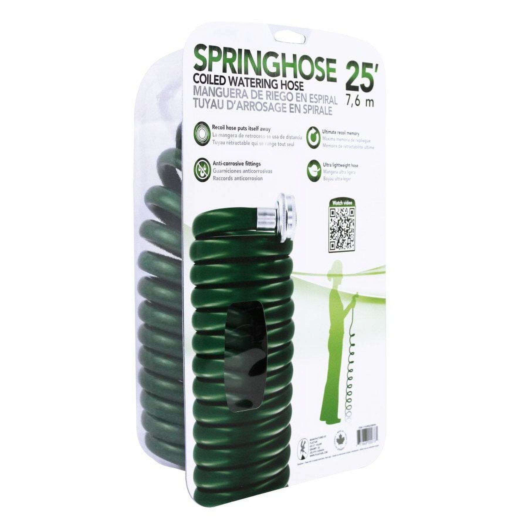 Plastair Springhose 3/8in Coiled Watering Hose Without Nozzle Green 25 ...