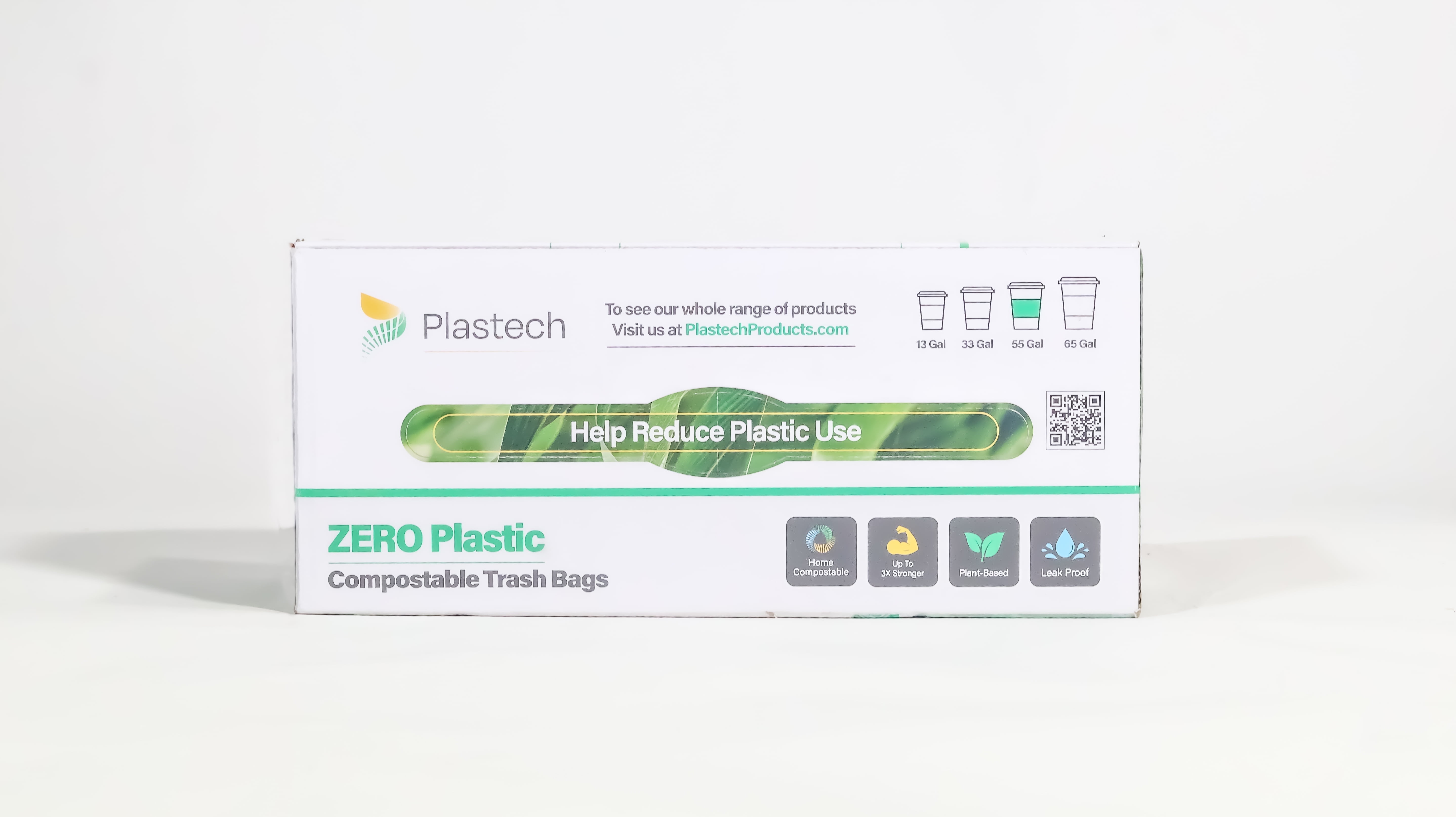 Plastech 55 Gallon Trash Bags, Star Bottom Design - ZERO Plastic, 100% ...