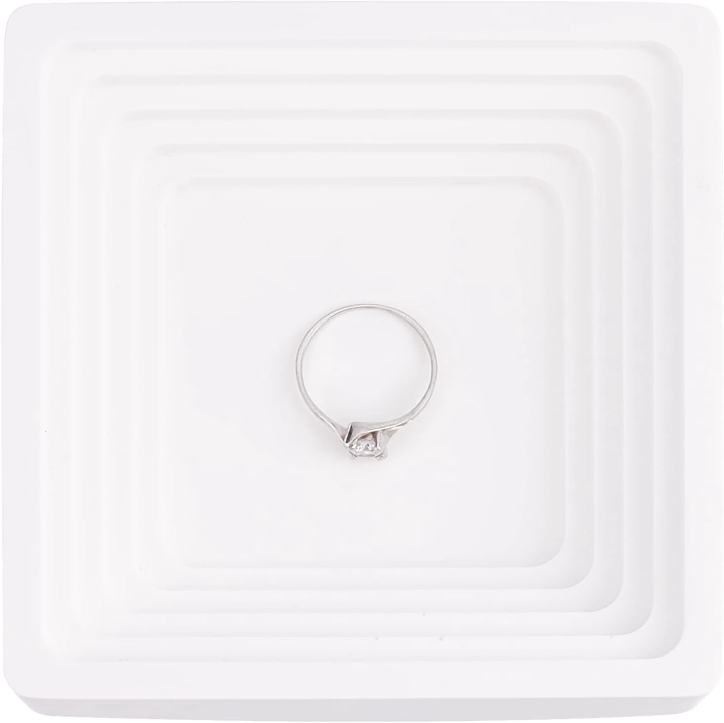 Plaster Jewelry Dish Cosmetics Trinket Tray (Square 4x4x0.9 Inch) White ...