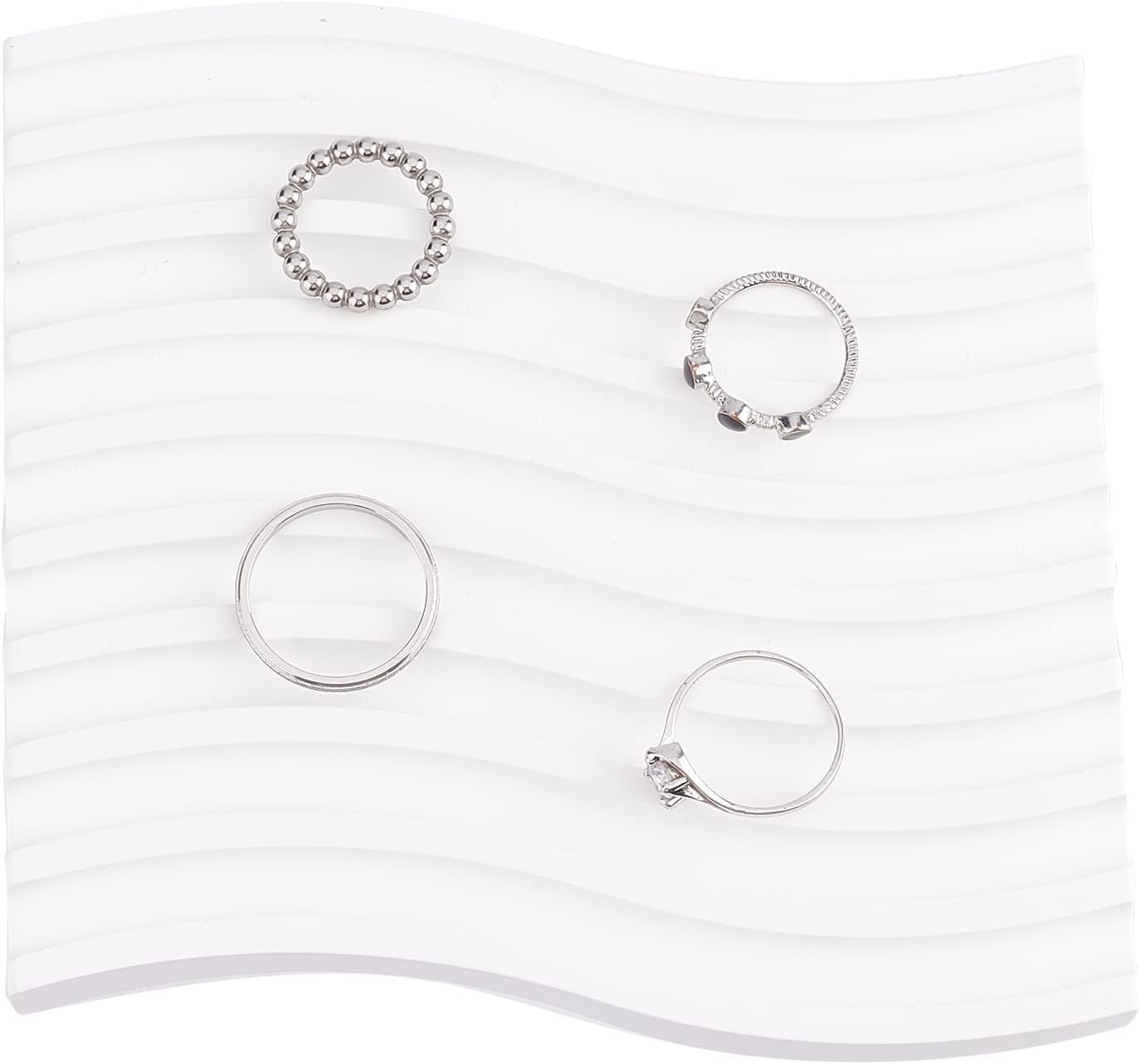 Plaster Jewelry Dish Cosmetics Trinket Tray (Wave Shape 5x4.5x0.6 Inch ...