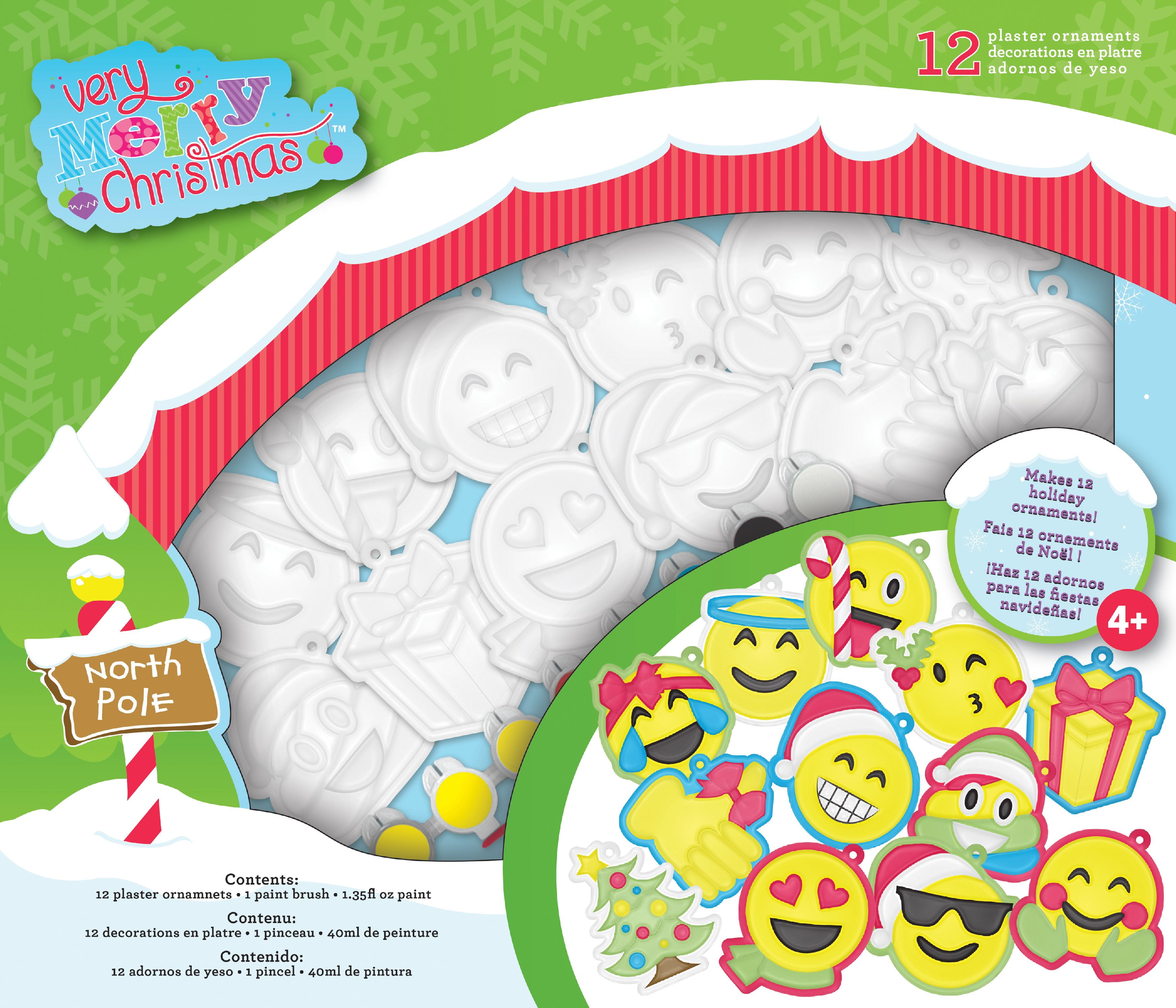 Plaster Ornament Kit - Very Merry Christmas Emoji 12/Pkg - Walmart.com