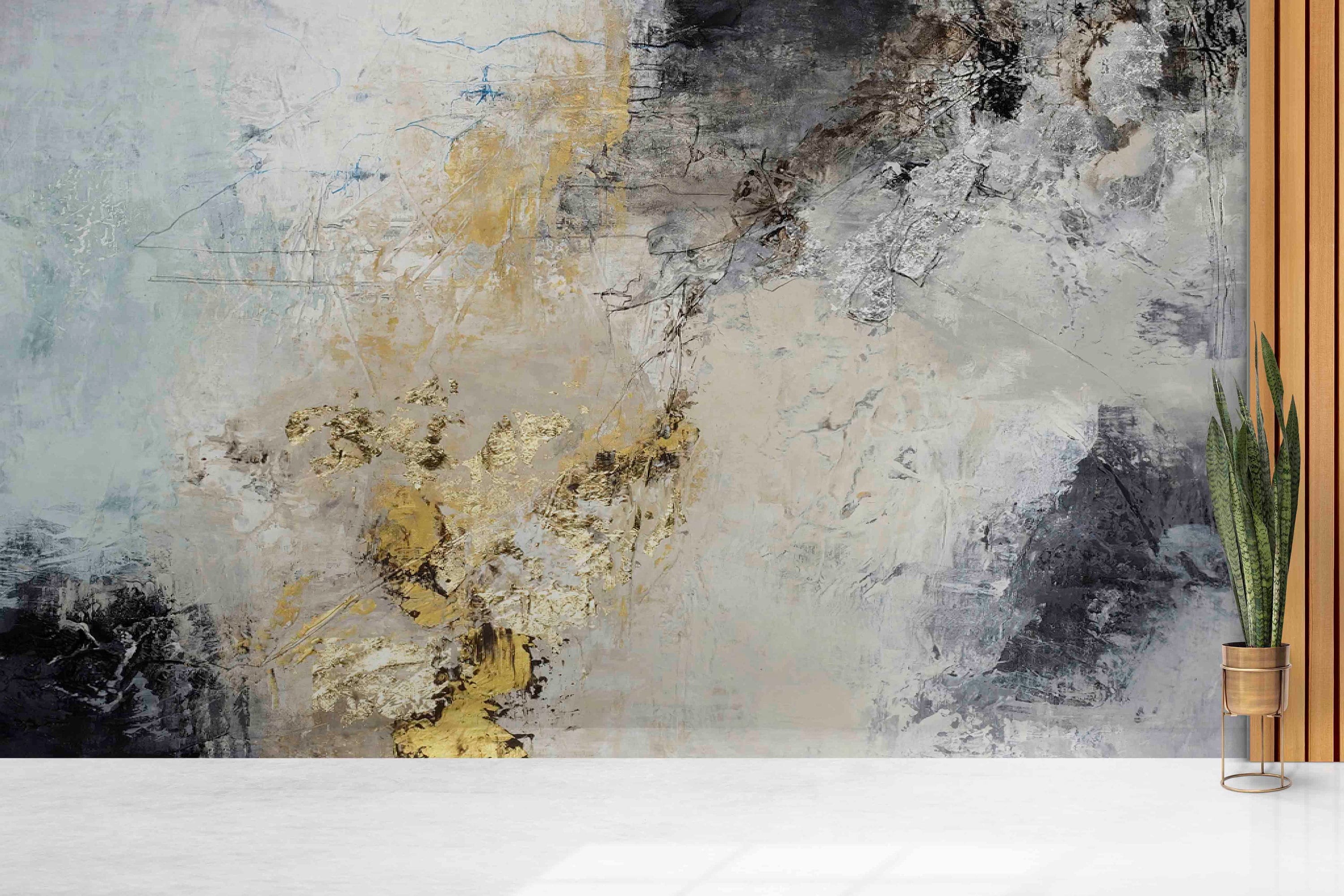 Plaster Wall Painting, Bright Wallpaper, 3d Wallpaper, Gray And Gold ...