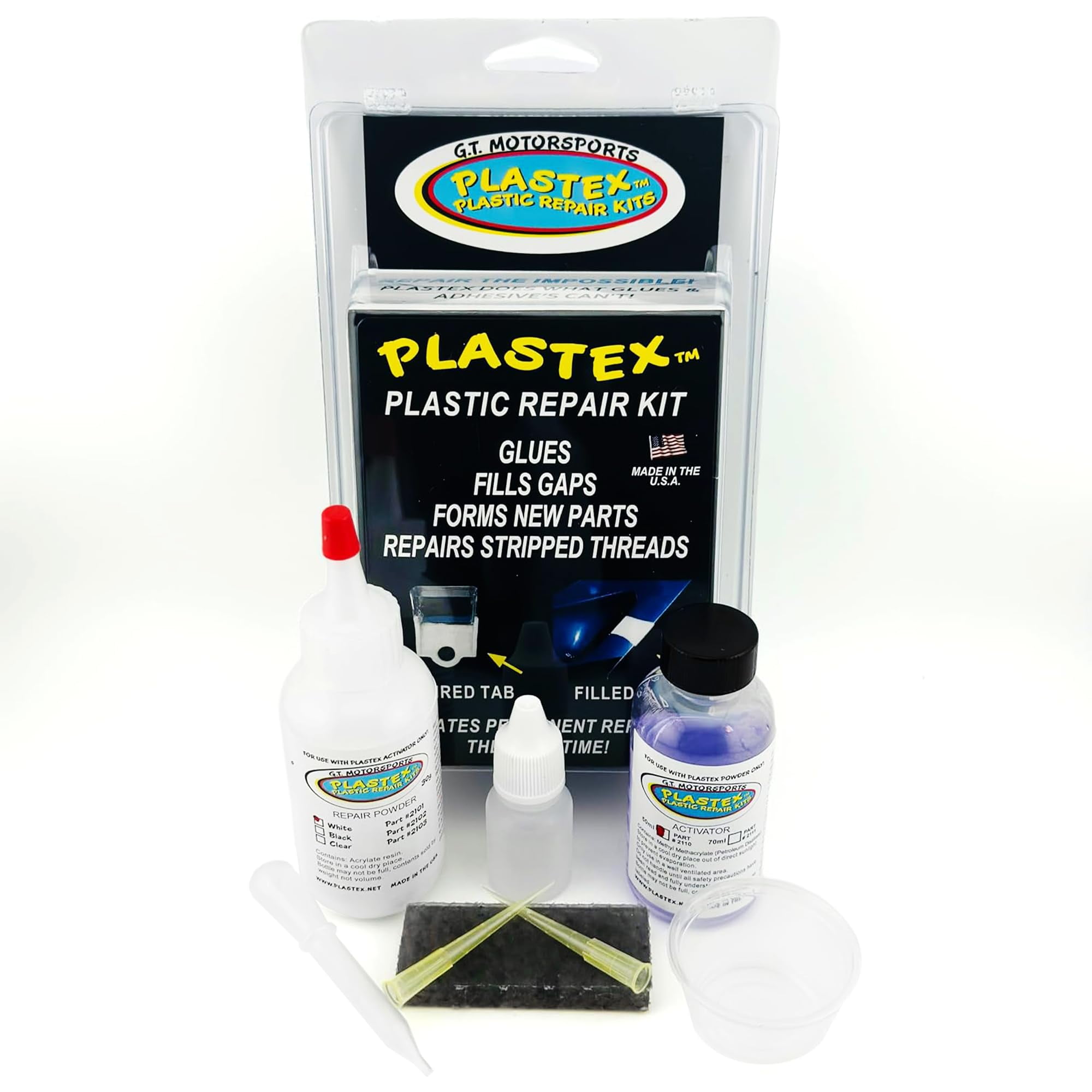 Plastex Plastic Repair Kit, White, Glue and Repair Plastic, Fiberglass ...
