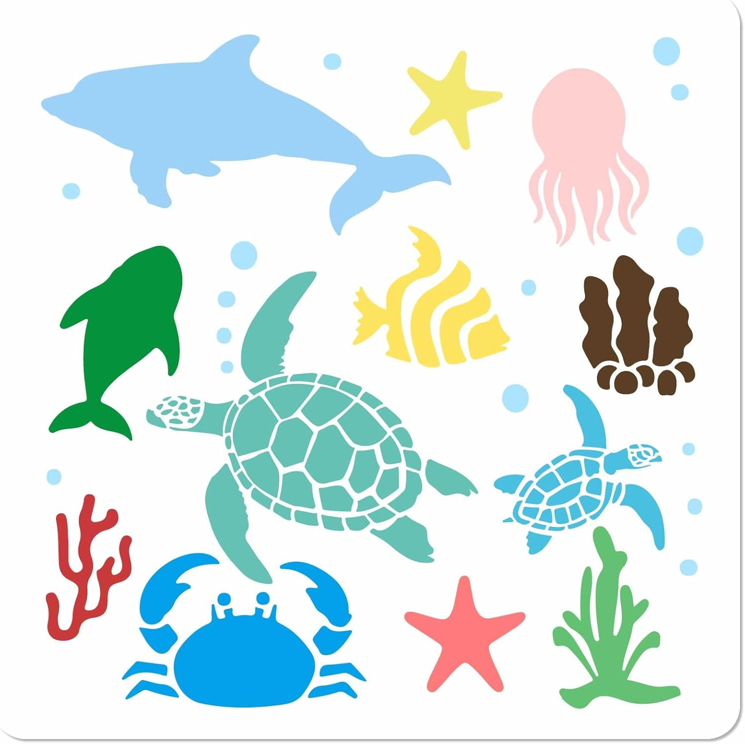 Plastic 1 pc 11.8 Inch Large Sea Animal Stencils Ocean Creature ...