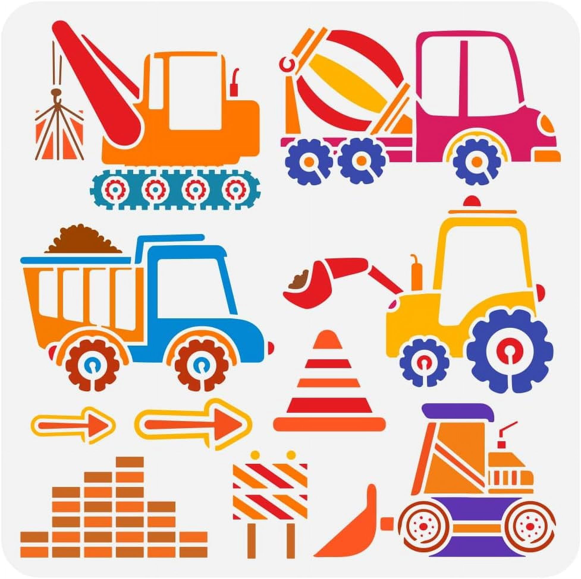 Plastic 1 pc Construction Vehicle Painting Stencil 11.8x11.8inch ...