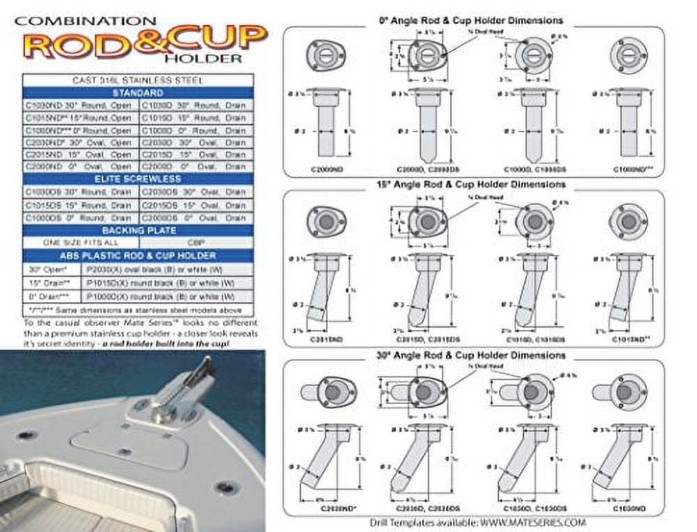 Plastic 15° Rod & Cup Holder - Drain - Round Top - White - Walmart.com