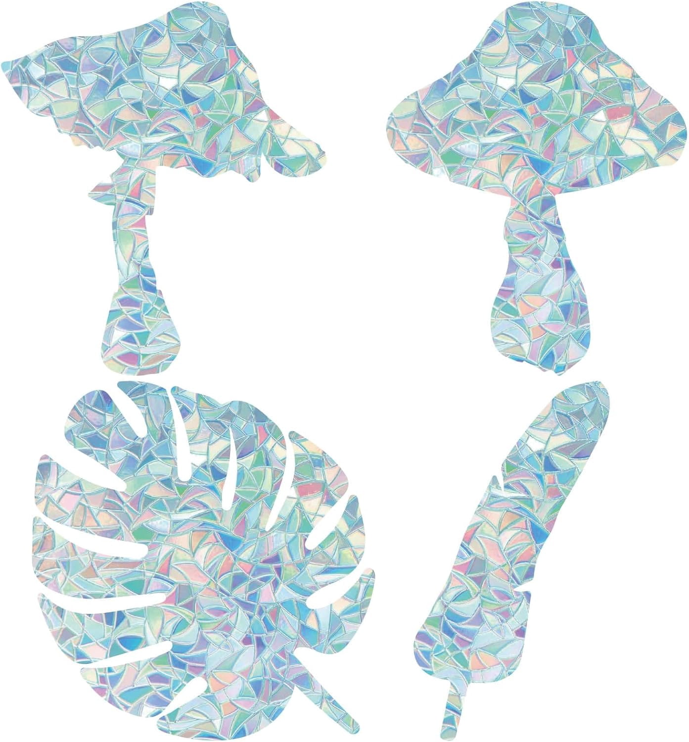 Plastic 16Pcs 4 Styles Rainbow Window Stickers Sun Catcher Mushroom ...