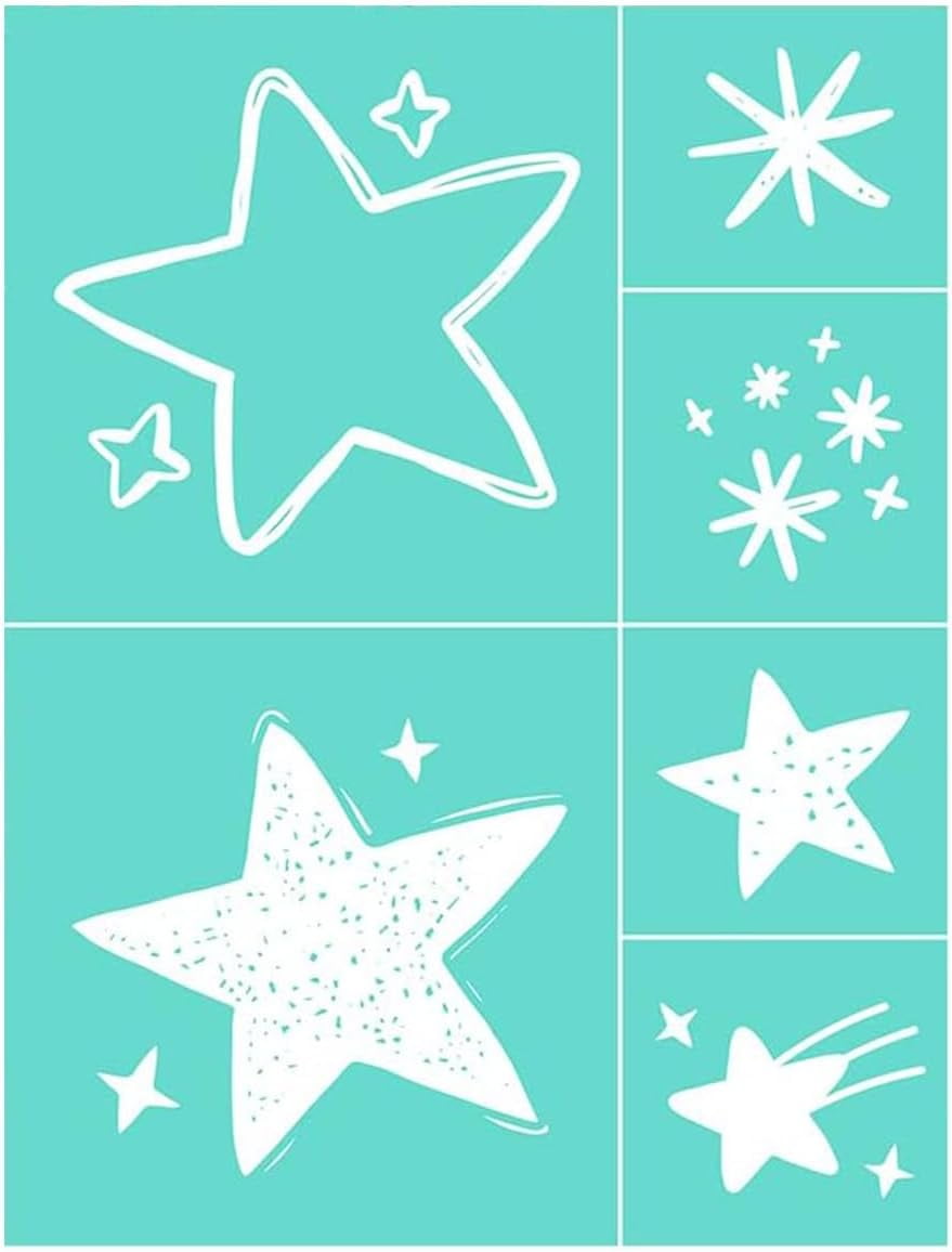 Plastic 1Pc Star Self-Adhesive Silk Screen Printing Stencil Turquoise ...