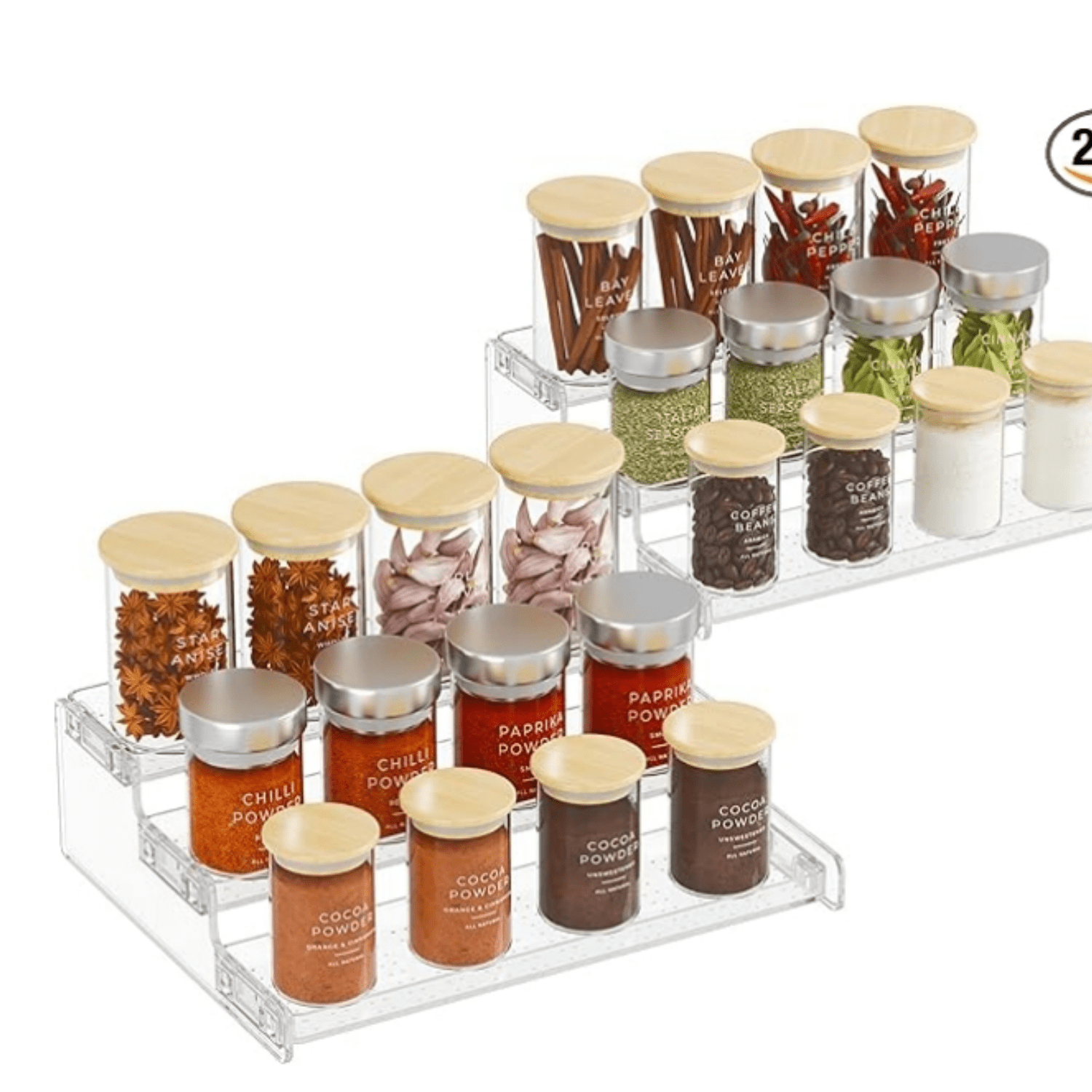 Plastic 2 Pack 3-Tier Spice Rack, Clear Spice Organization for Cabinet ...
