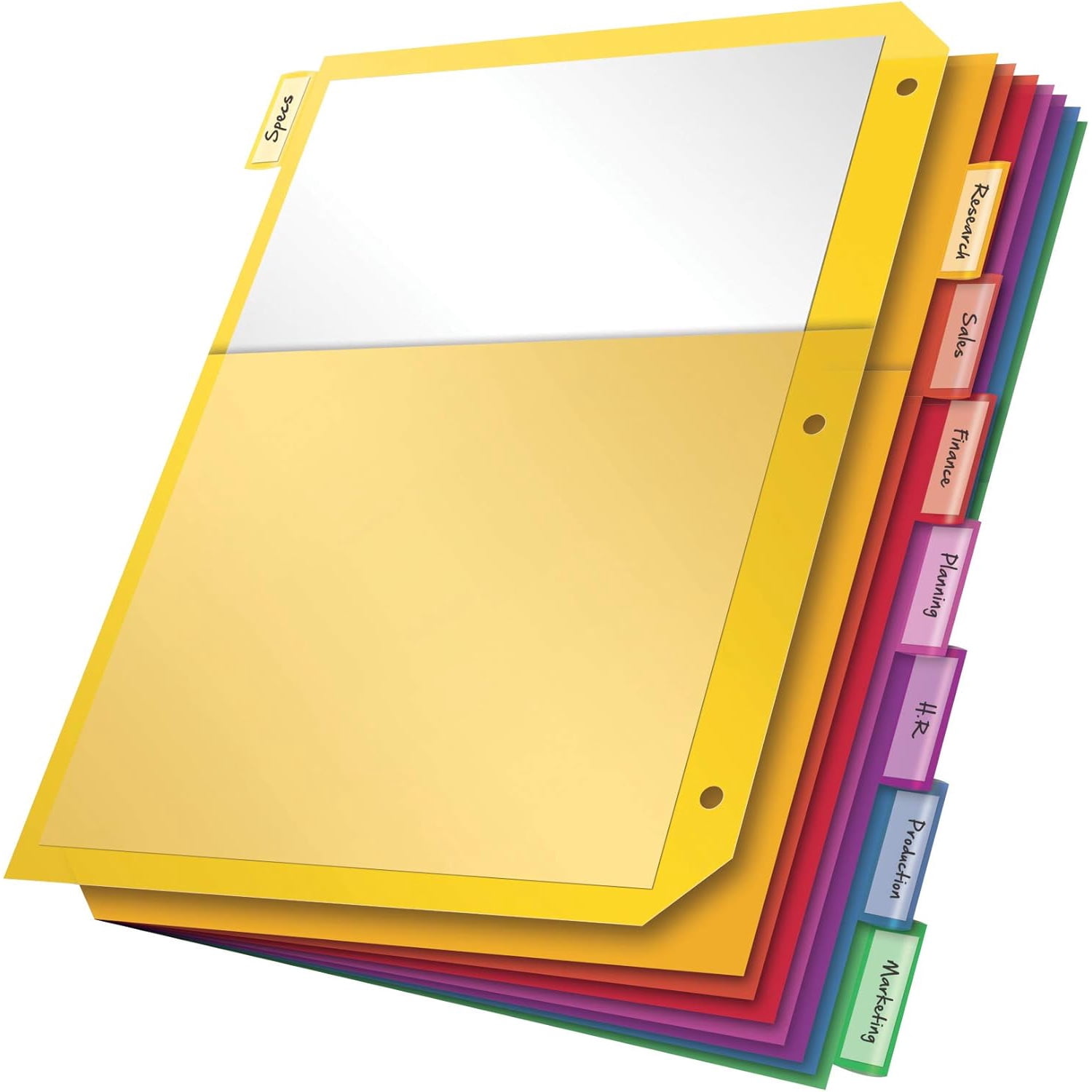 Plastic 2 Pocket Binder Dividers, 8 Tab 1/8 Cut, Multicolor Large Tab ...
