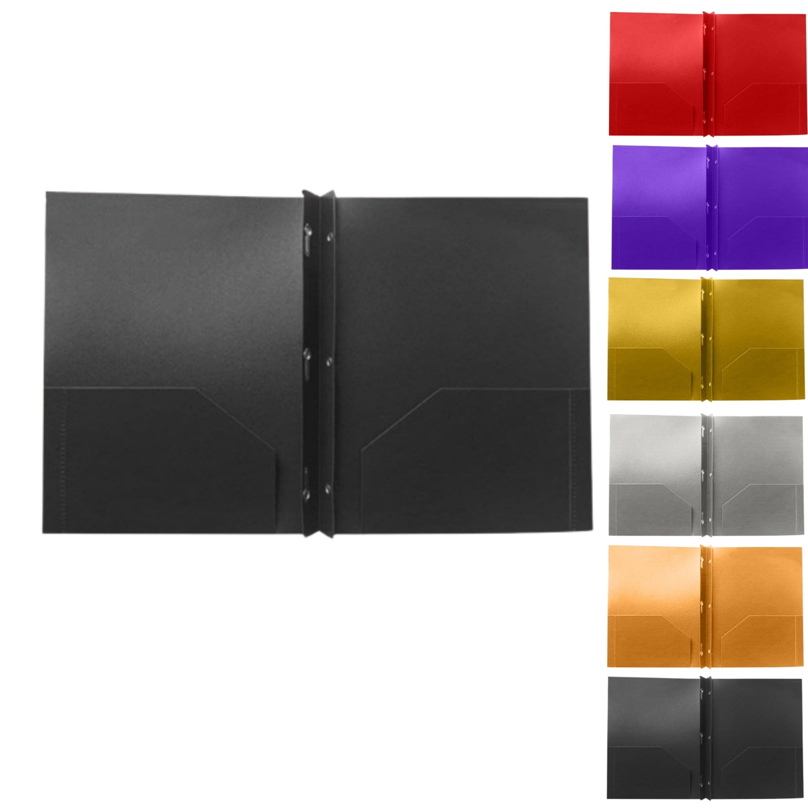 Plastic 2 Pocket Folder with Prongs and Clear Front Pocket - 6 Pack, 3 ...