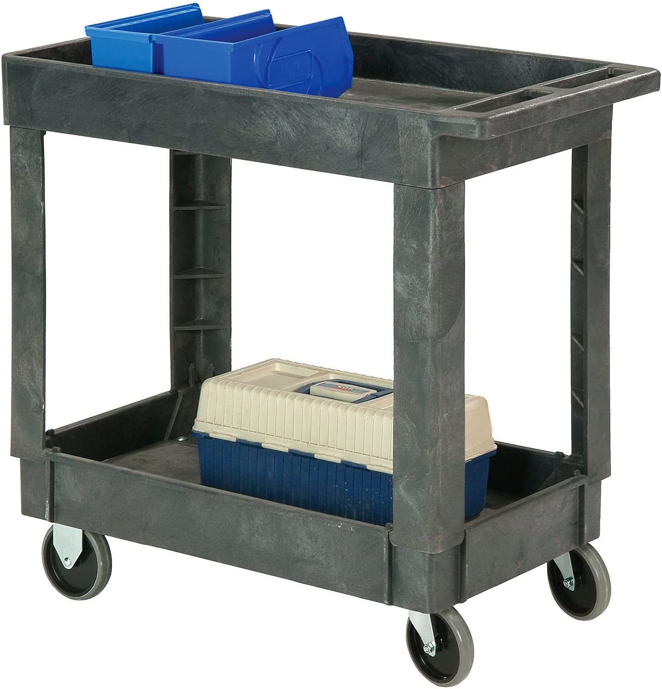 Plastic 2 Shelf Tray Service Utility Cart 34 x 17 5" Rubber Casters ...