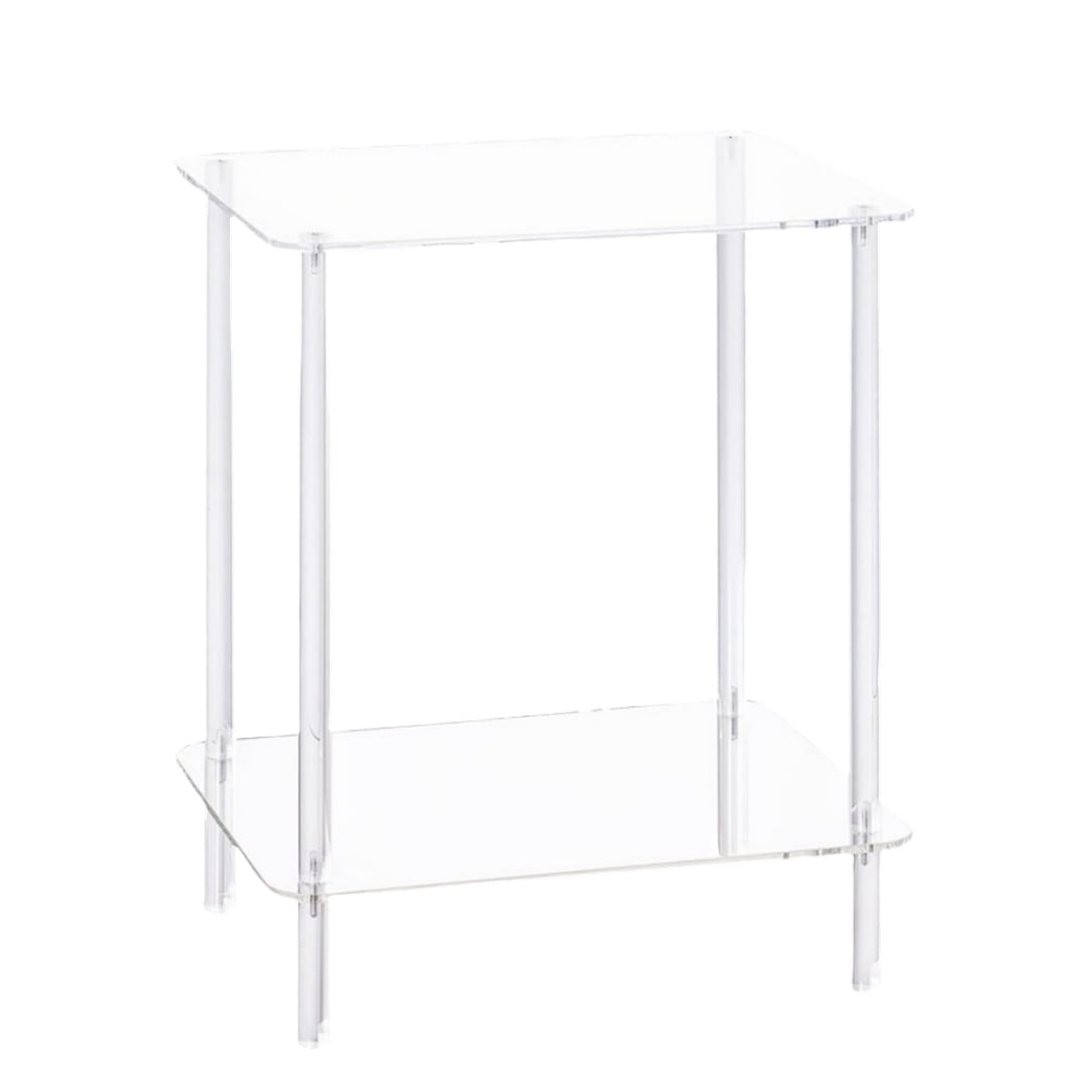 Plastic 2 Tier Side Table Transparent Bedside Table Rectangular Desktop ...