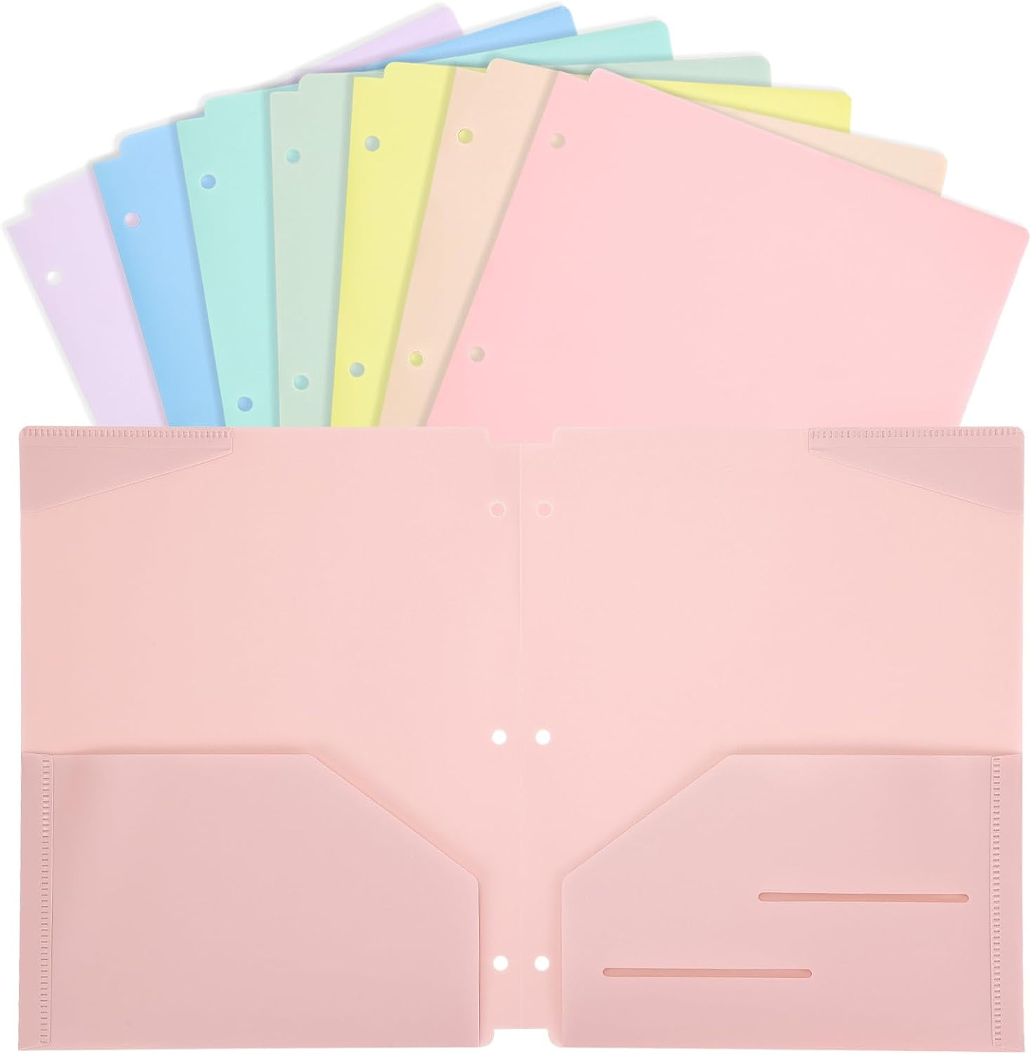 Plastic 3 Hole Punch Folders with 2 Pockets 8 pcs Pocket Folders ...