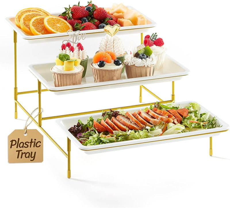 Plastic 3 Tier Serving Tray for Party Supplies,Crack-Proof Platters for ...