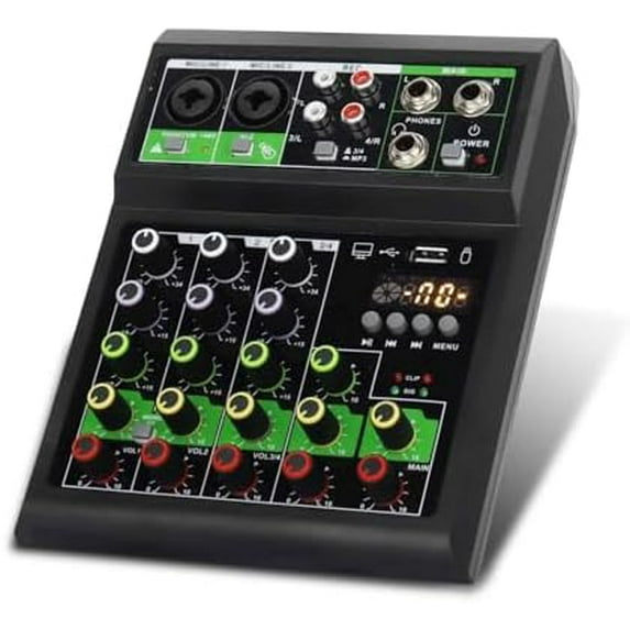 Plastic 4 Channel Mini Audio Mixer with Bluetooth, 48V Phantom Power ...
