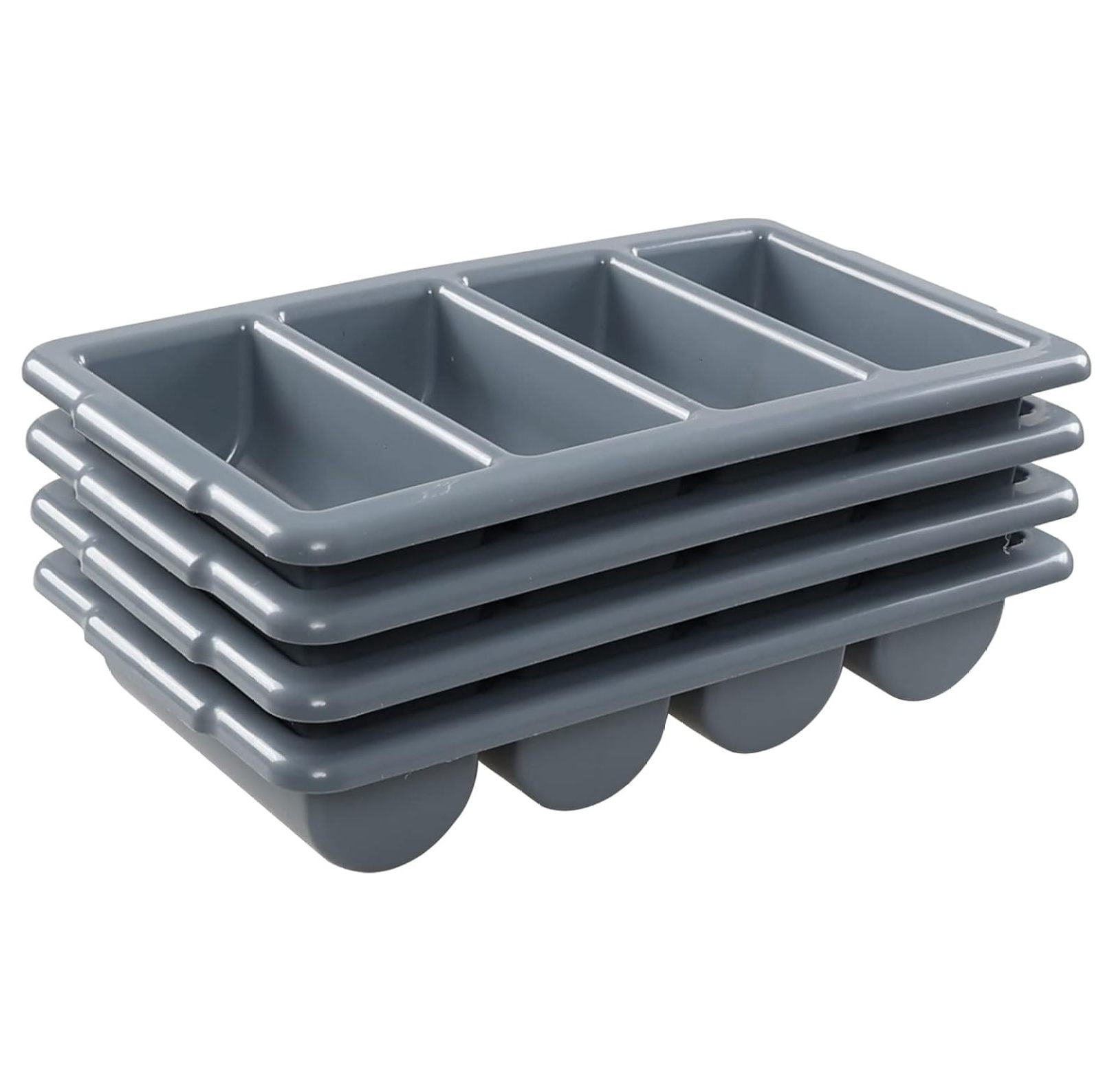 Plastic 4-Compartment Cutlery Bin, Gray, 4-Pack - Walmart.com